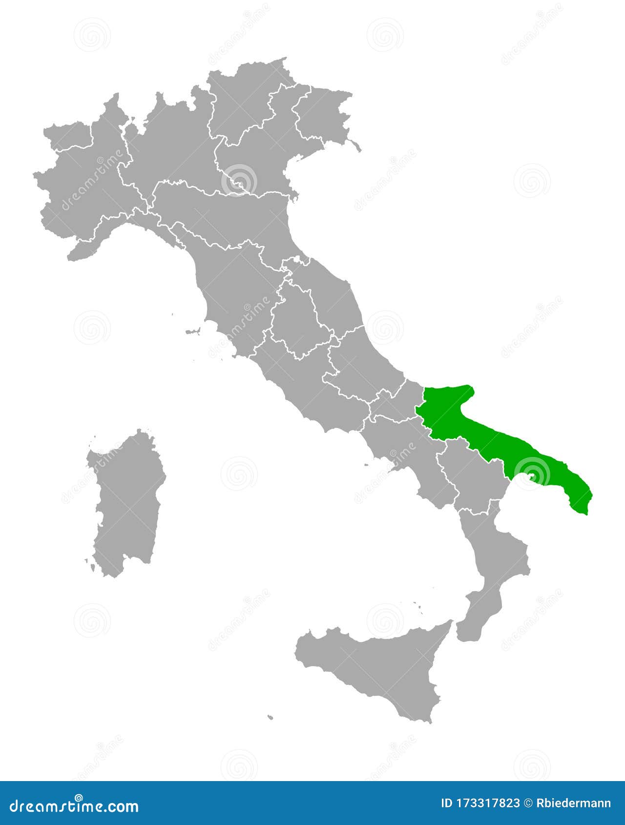 Map of Apulia in Italy stock vector. Illustration of green - 173317823