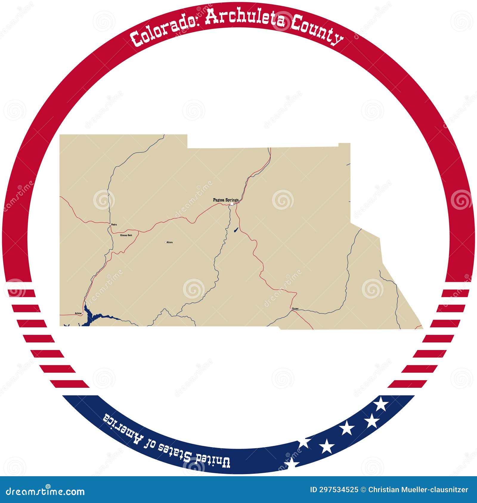 Map Of Archuleta County In Colorado State On White Background. Single ...