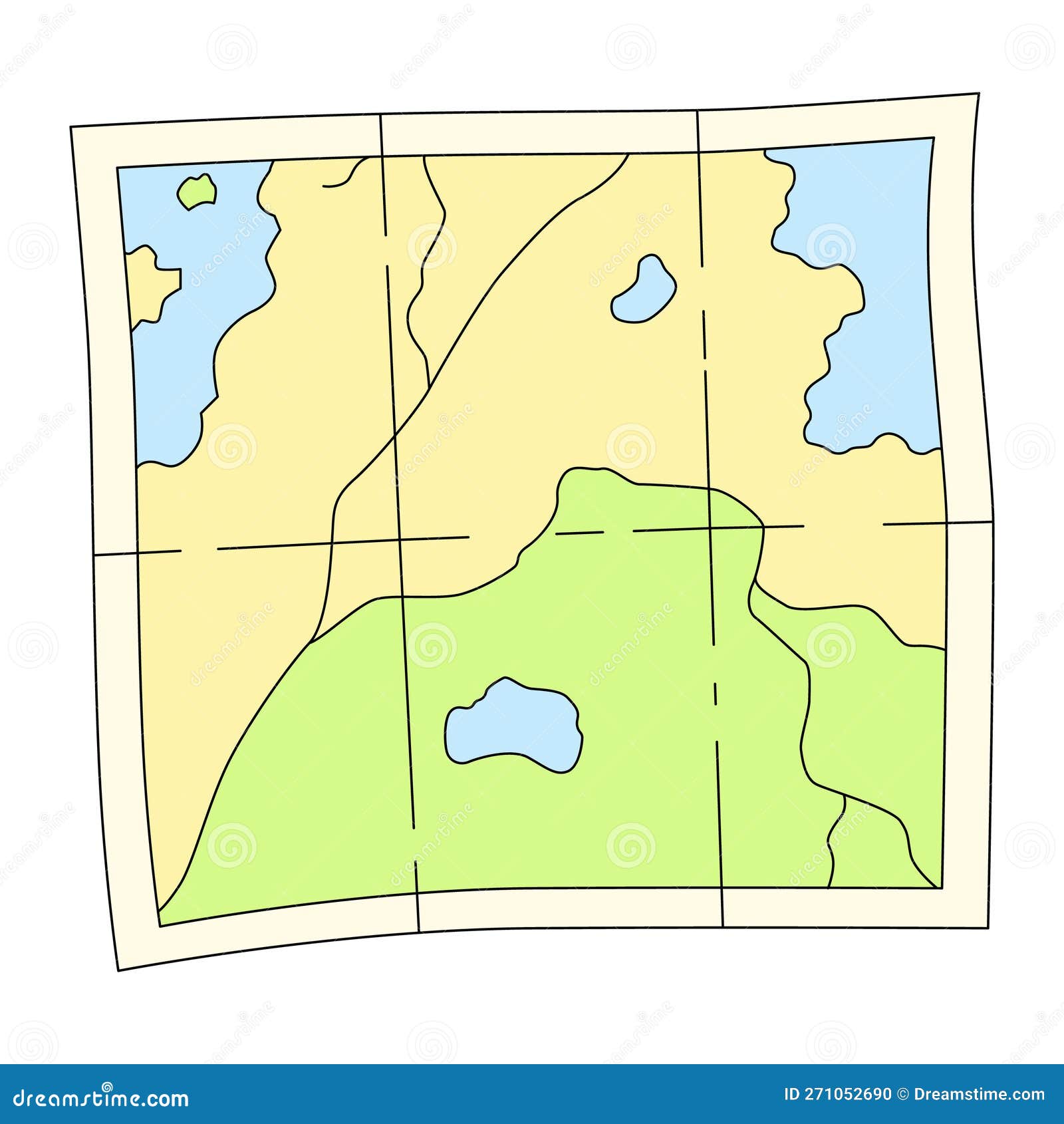 A Map of the Area in Cartoon Style. Symbol of Navigation Stock Vector ...
