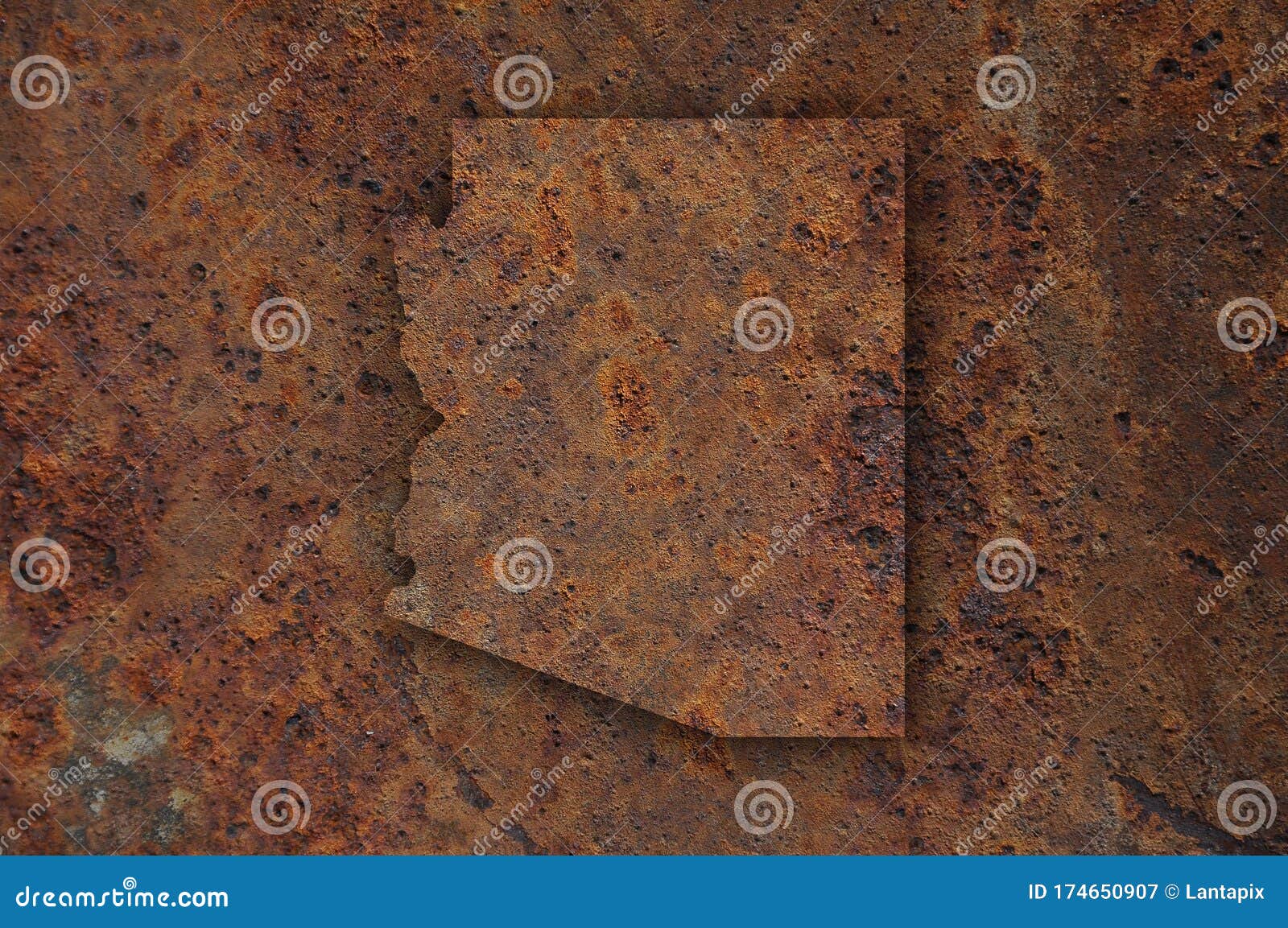 Map of Arizona on Rusty Metal Stock Image - Image of rusted, weathered ...