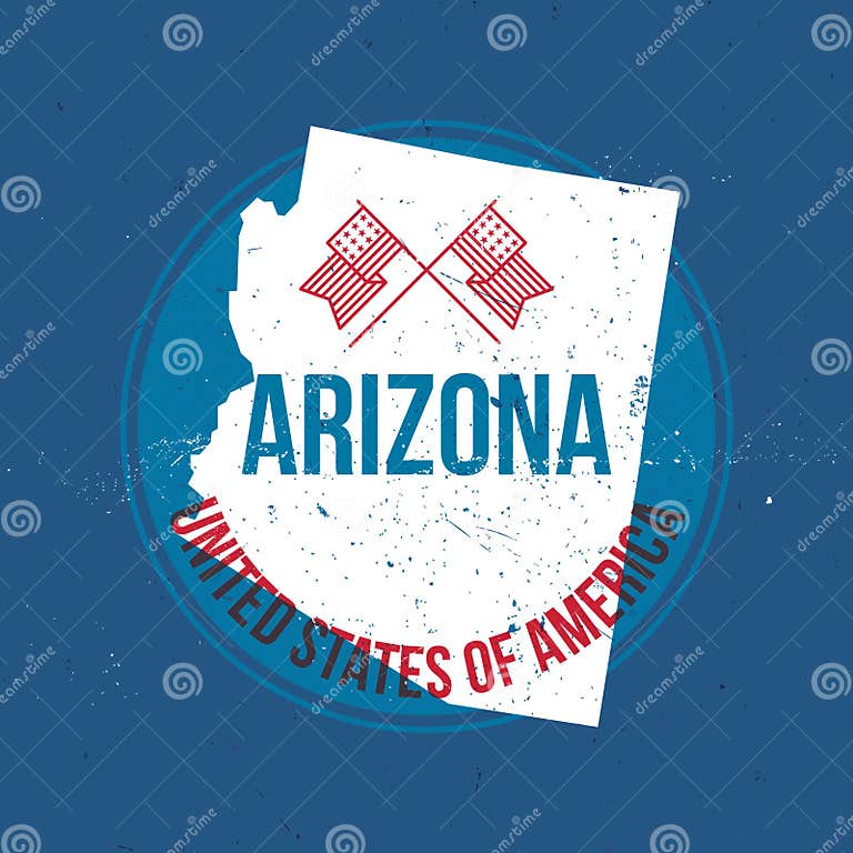 Map of Arizona State Label. Vector Illustration Decorative Design Stock ...