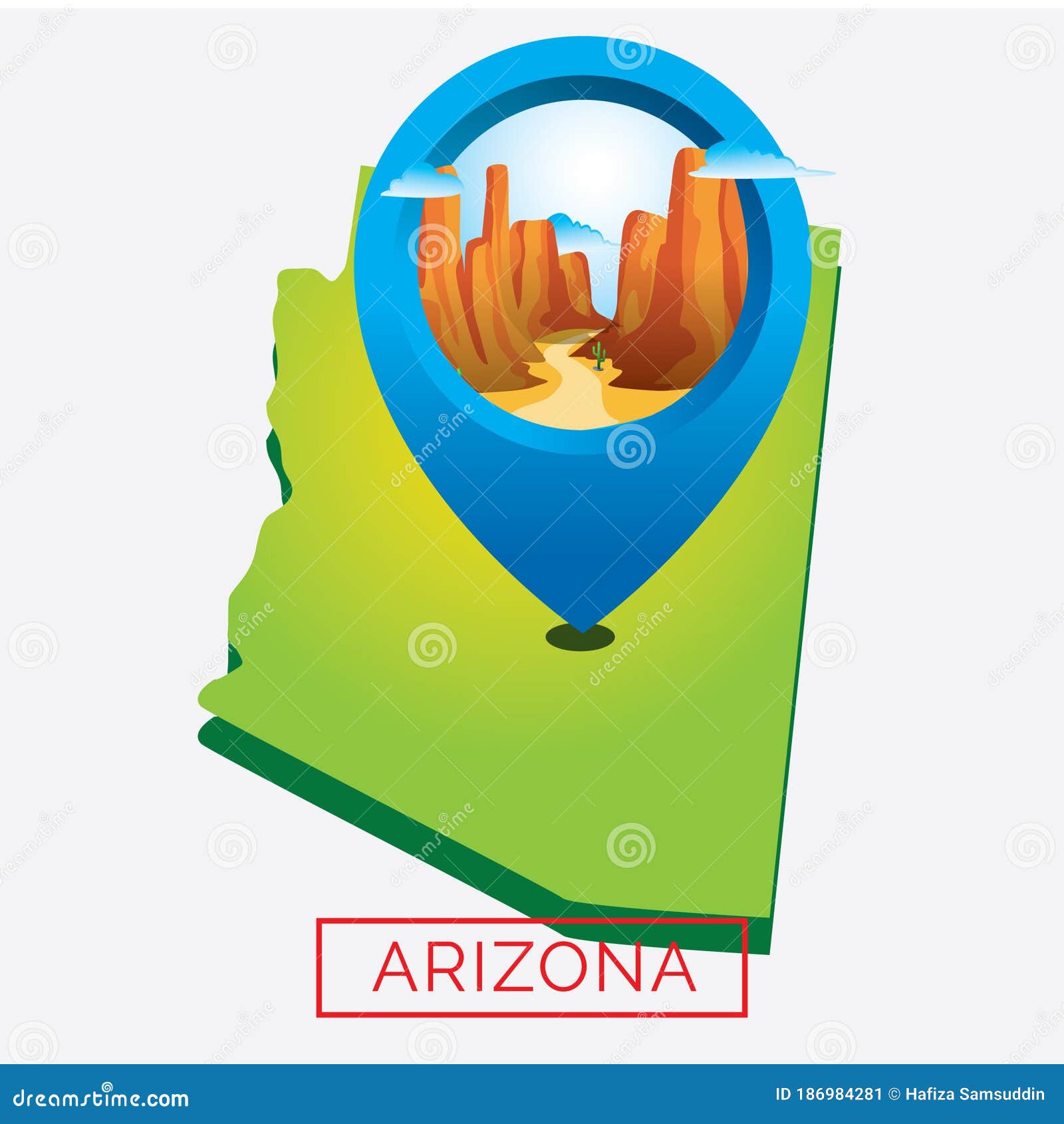Map of Arizona State. Vector Illustration Decorative Design Stock ...