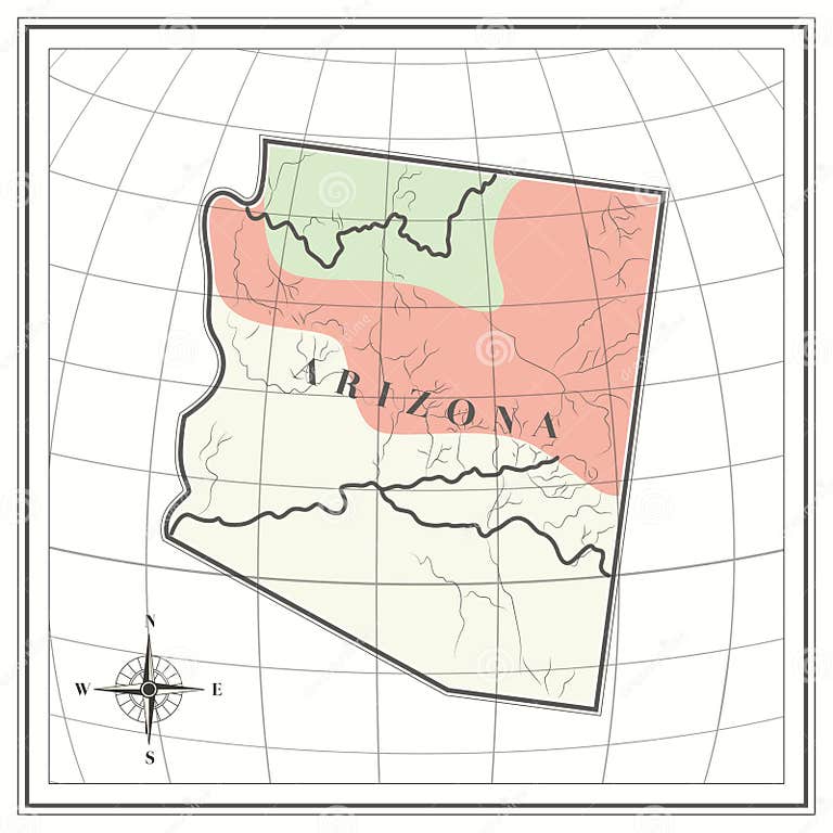 Map of Arizona State. Vector Illustration Decorative Design Stock ...