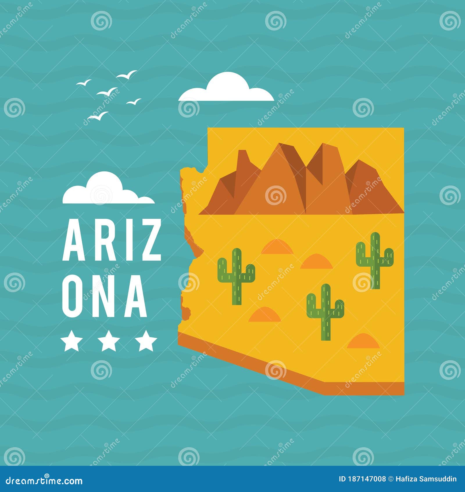 Map of Arizona State. Vector Illustration Decorative Design Stock ...