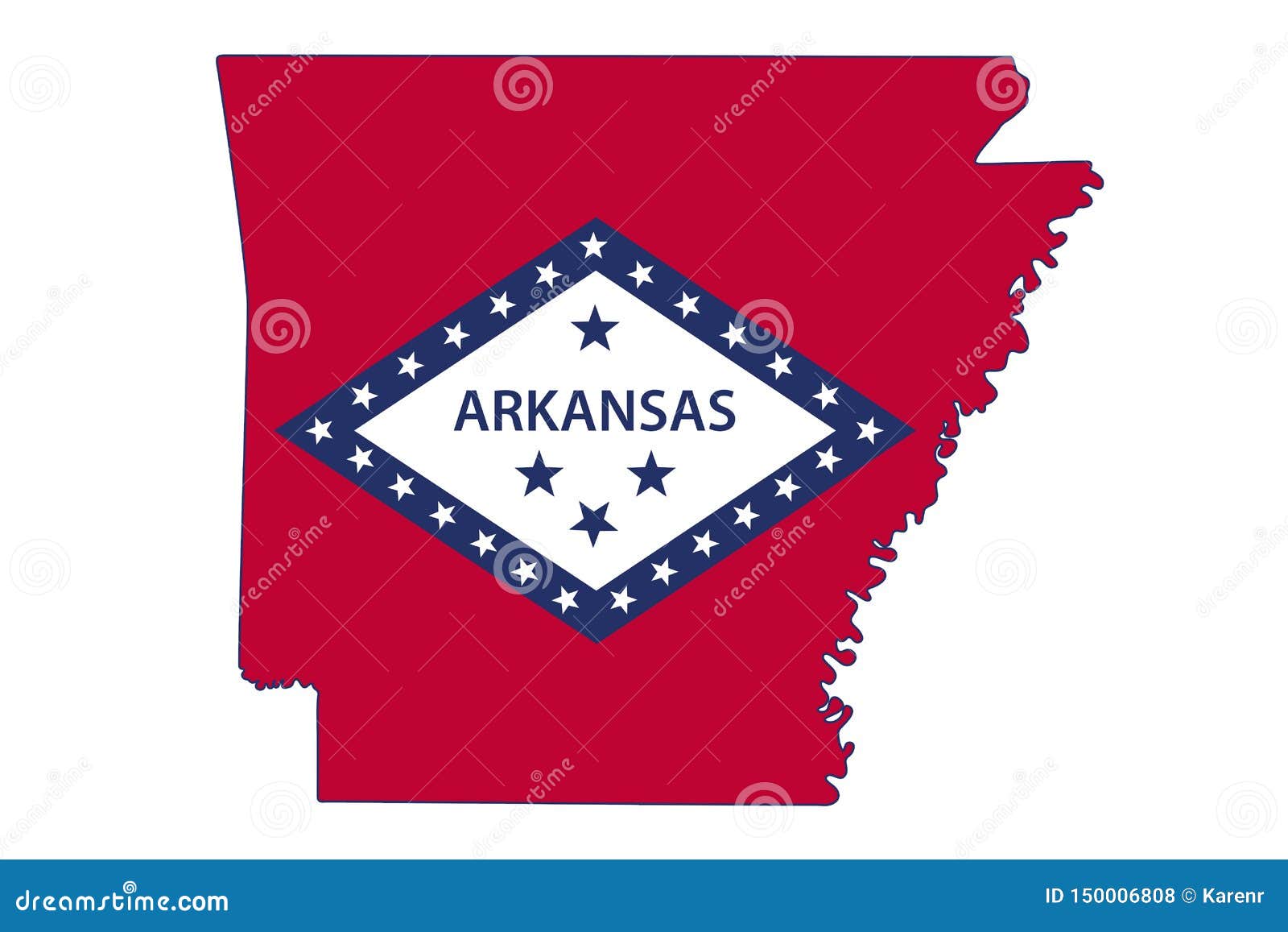 Map of Arkansas in the Arkansas Flag Colors Stock Photo - Image of flag ...