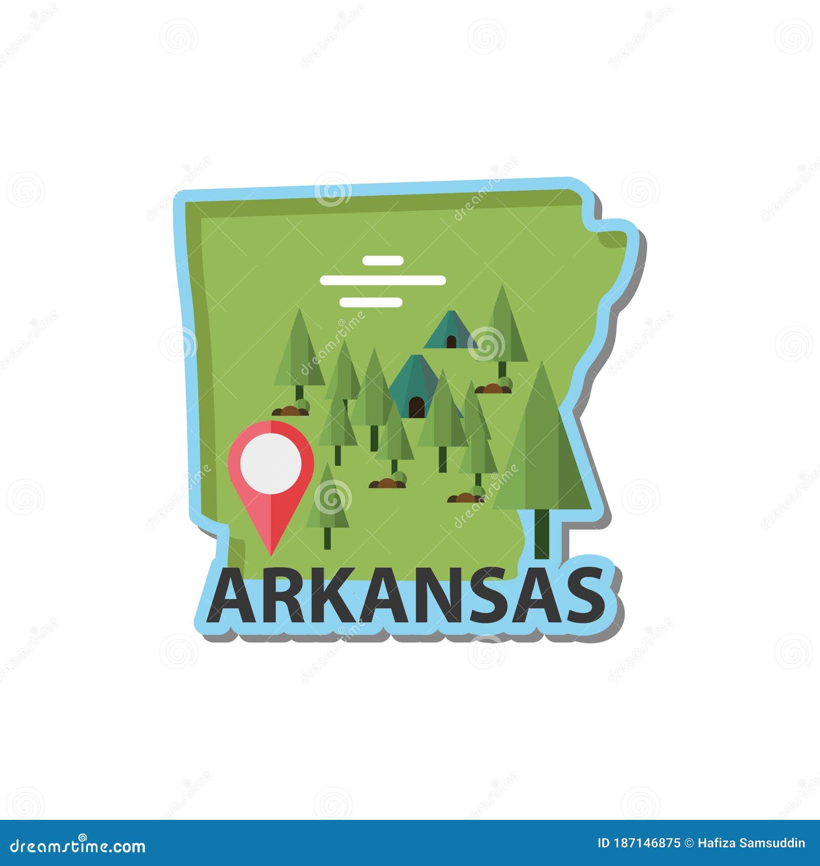 Arkansas State Map By Counties Cartoon Vector | CartoonDealer.com #11001629