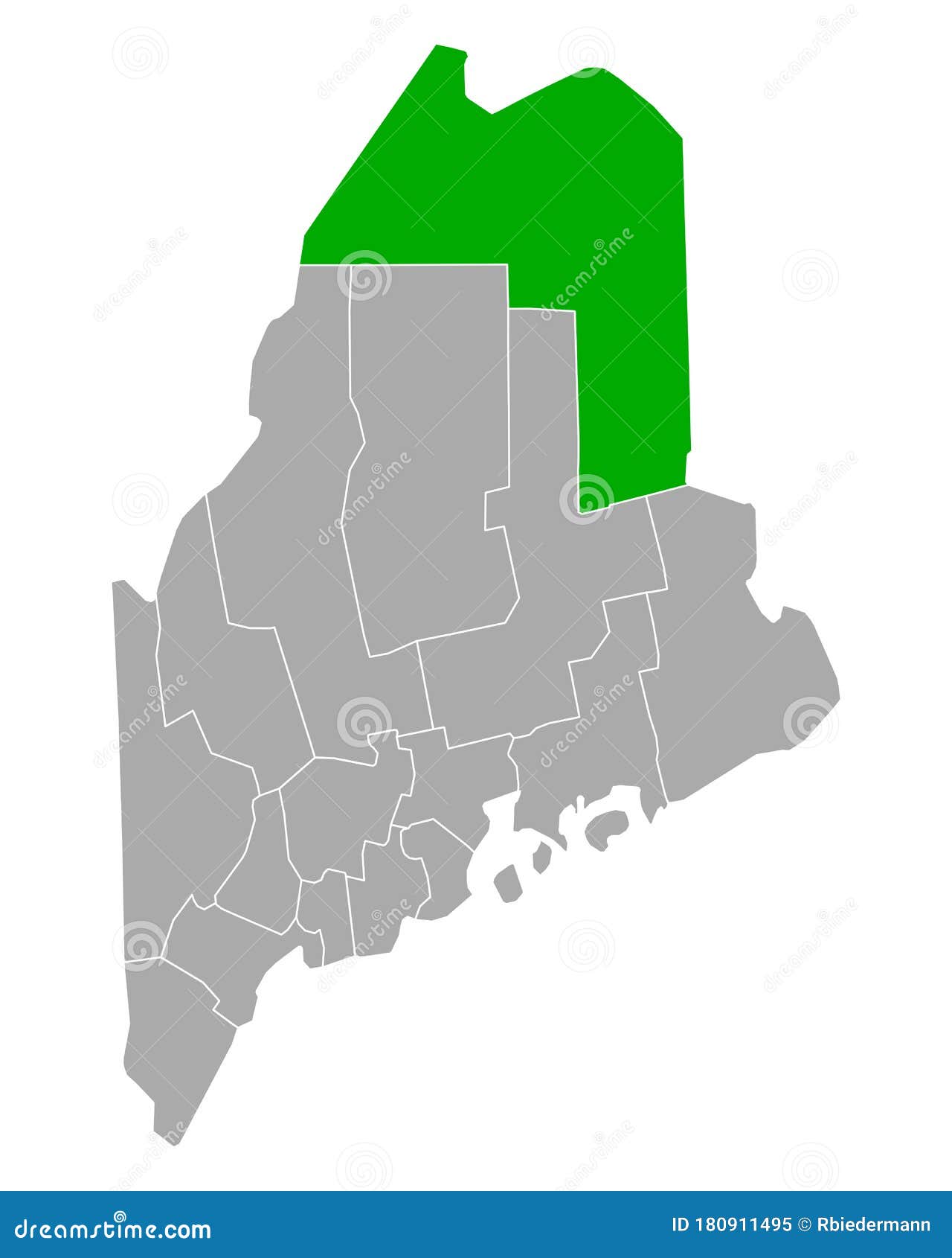 Map of Aroostook in Maine stock vector. Illustration of vector - 180911495