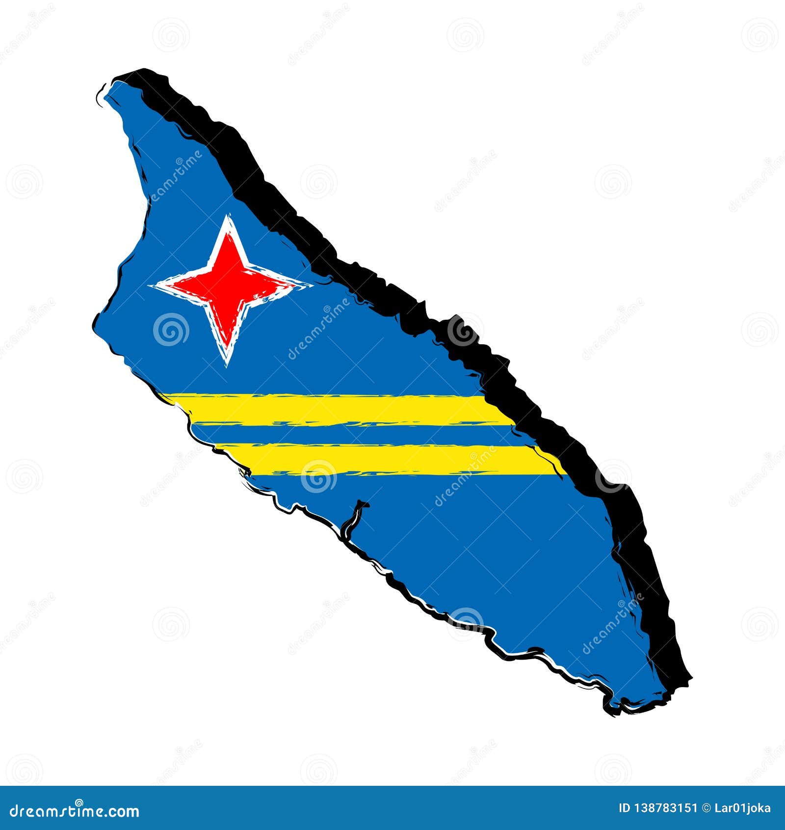 Map of Aruba with flag stock vector. Illustration of emblem - 138783151