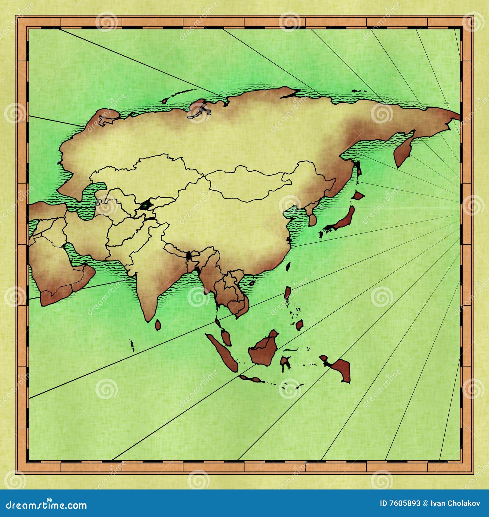 Map of Asia stock illustration. Illustration of drawn - 7605893