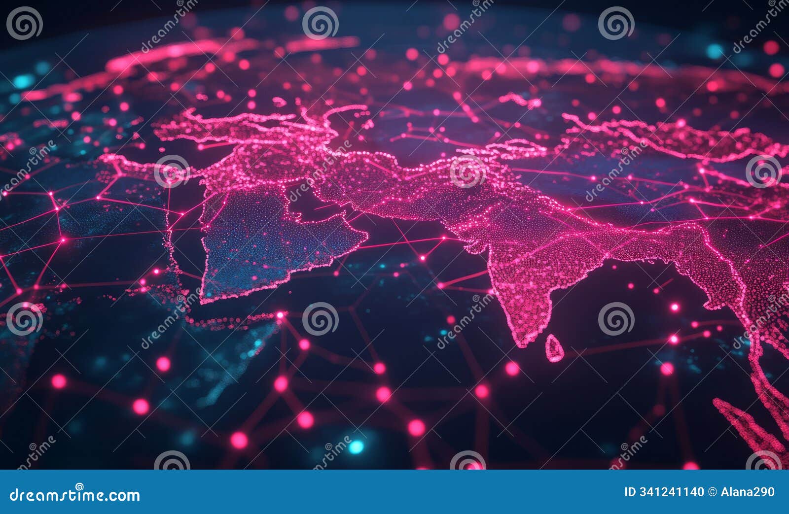 Map of Asia with Global Connection Lines and Glowing Lights. Worldwide ...