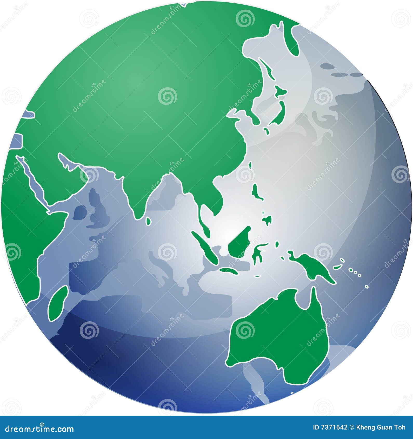 Map of Asia on globe stock vector. Illustration of green - 7371642