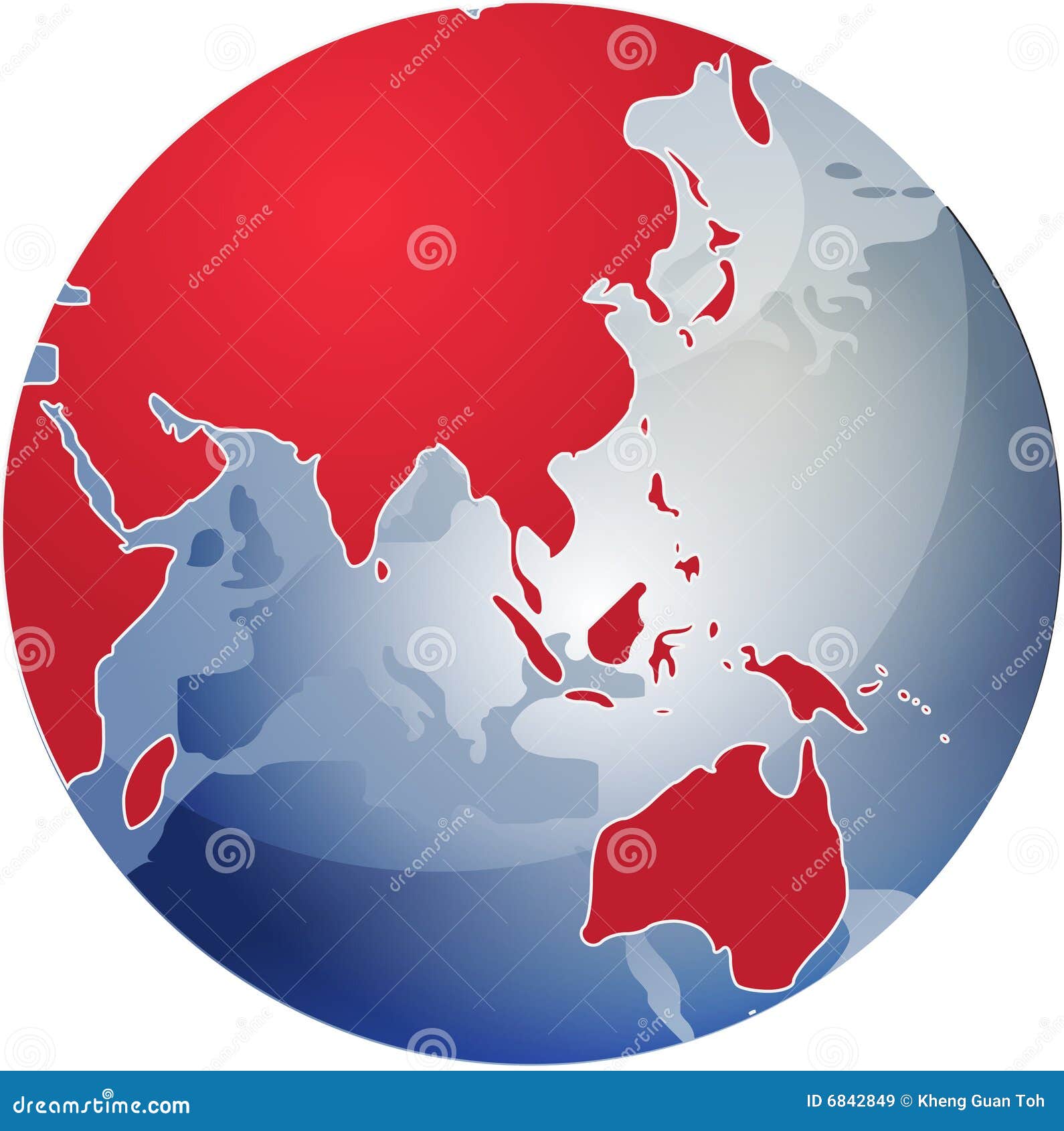 Map of Asia on Globe Illustration Stock Illustration - Illustration of ...
