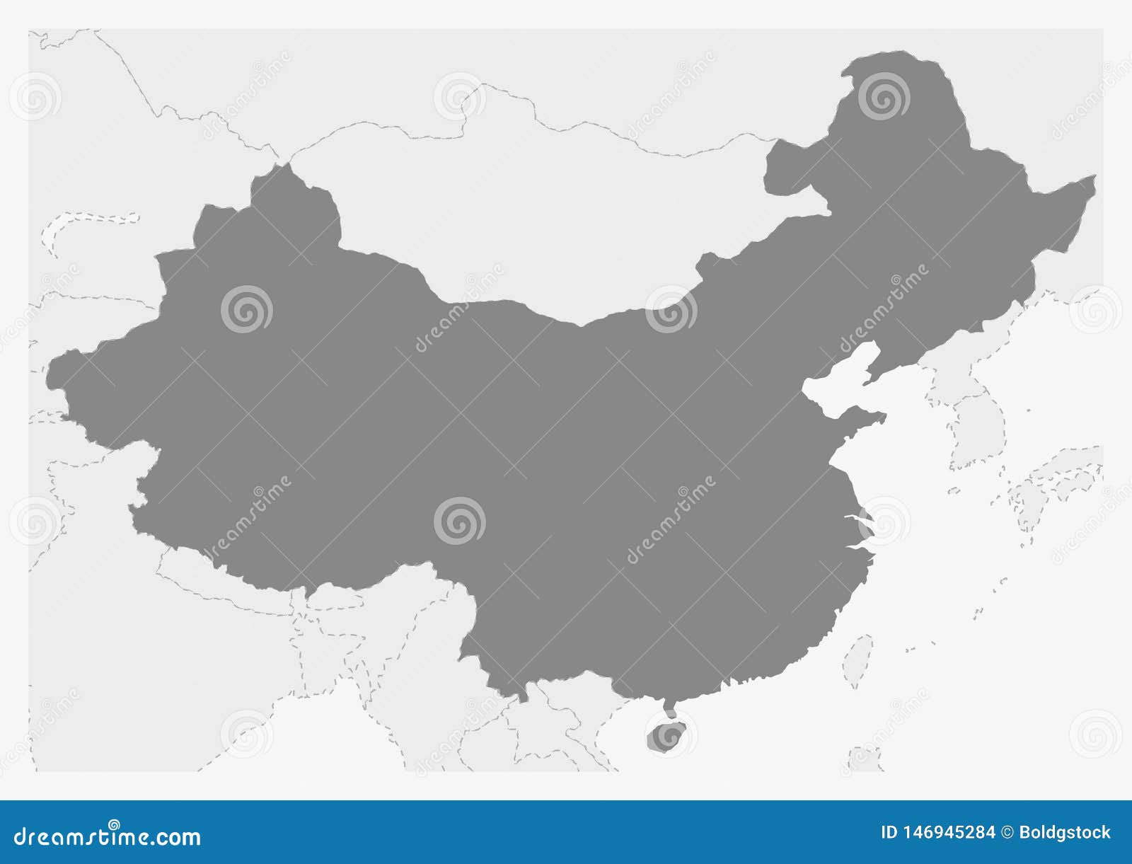 China, Gray Political Map, Provinces, Administrative Divisions Cartoon ...