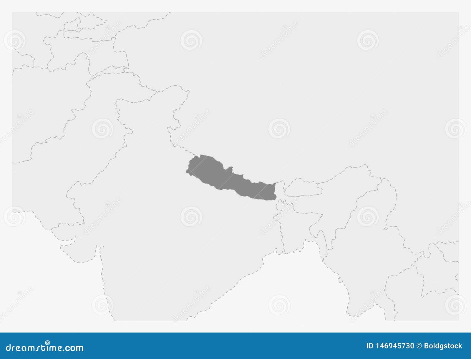 Highlighted Map Of NEPAL Inside Political Map Of The Asian Continent ...