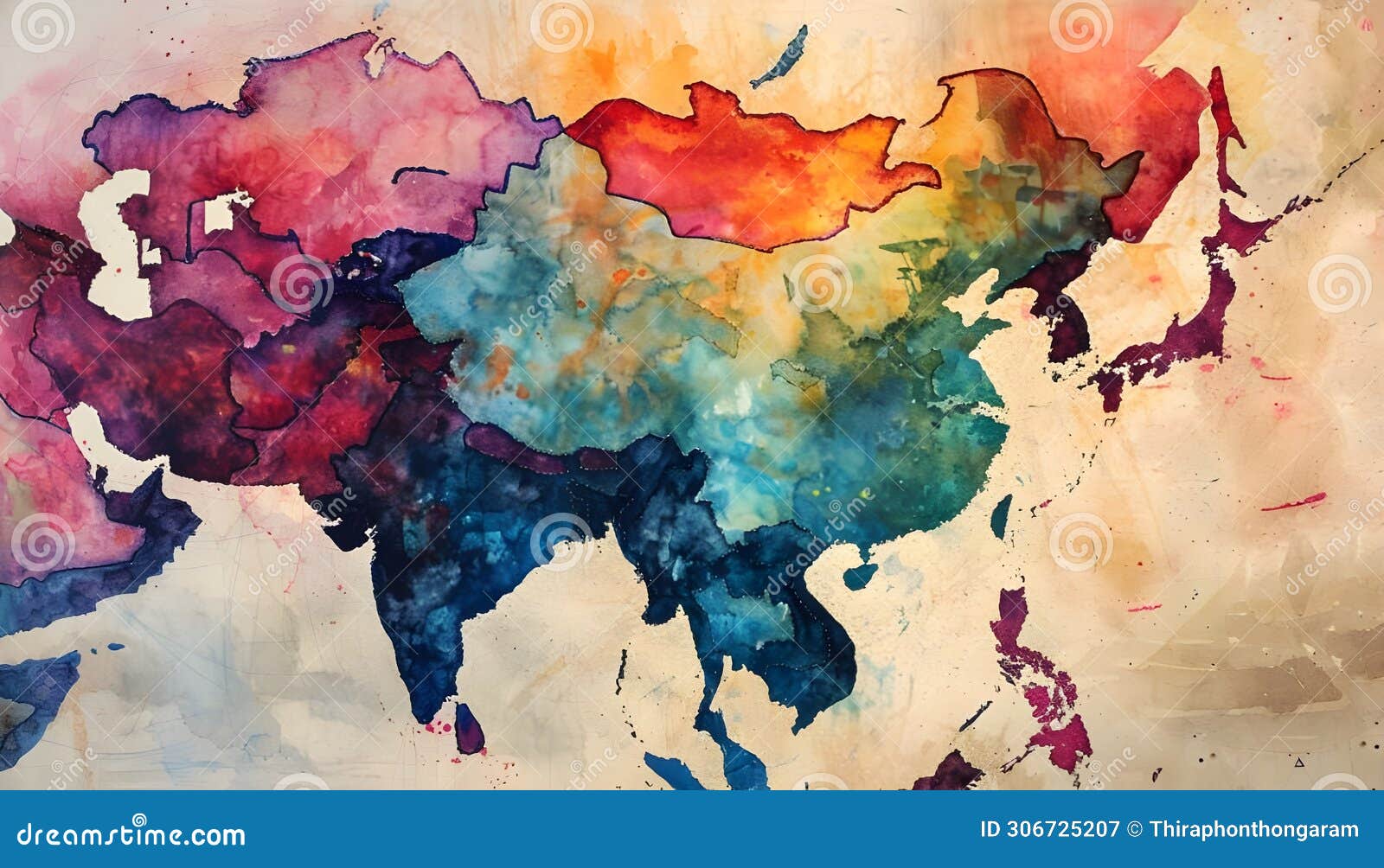 Map of Asia stock illustration. Illustration of east - 306725207