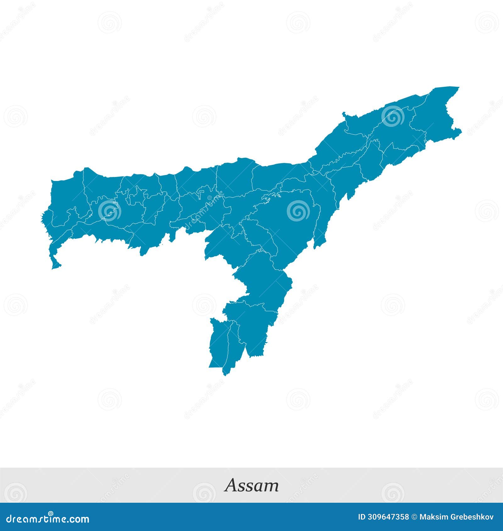 Map of Assam is a State of India with Districts Stock Vector ...