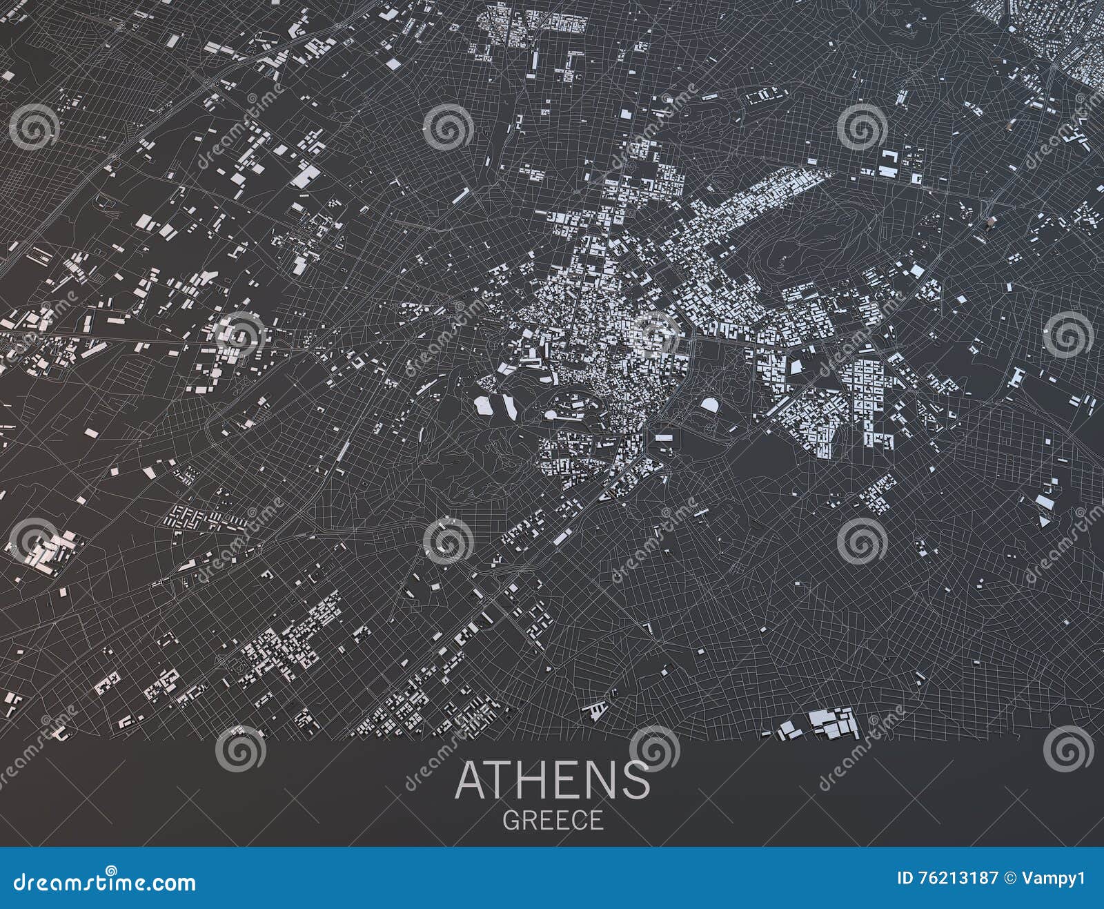 Map of Athens, Satellite View, City, Greece Stock Illustration ...