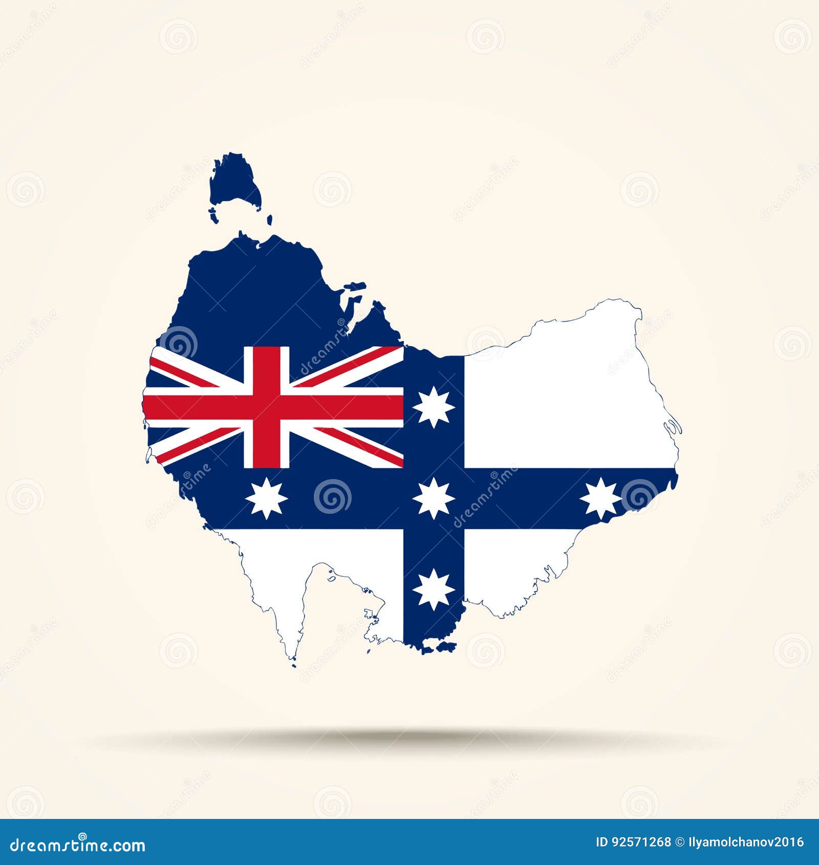 Map of Australia in Australian Federation Flag Colors Stock ...