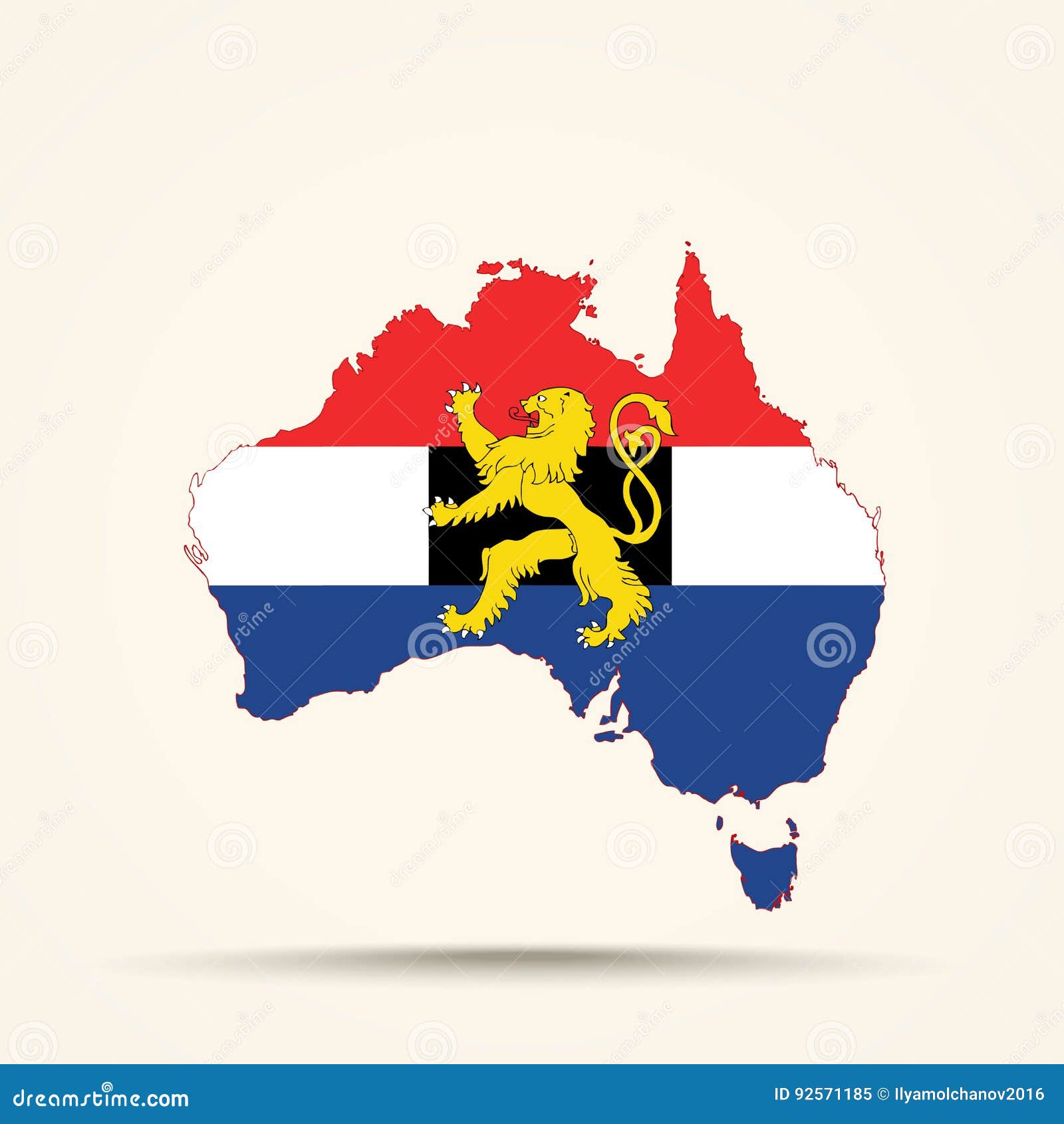 Map of Australia in Benelux Flag Colors Stock Vector - Illustration of ...