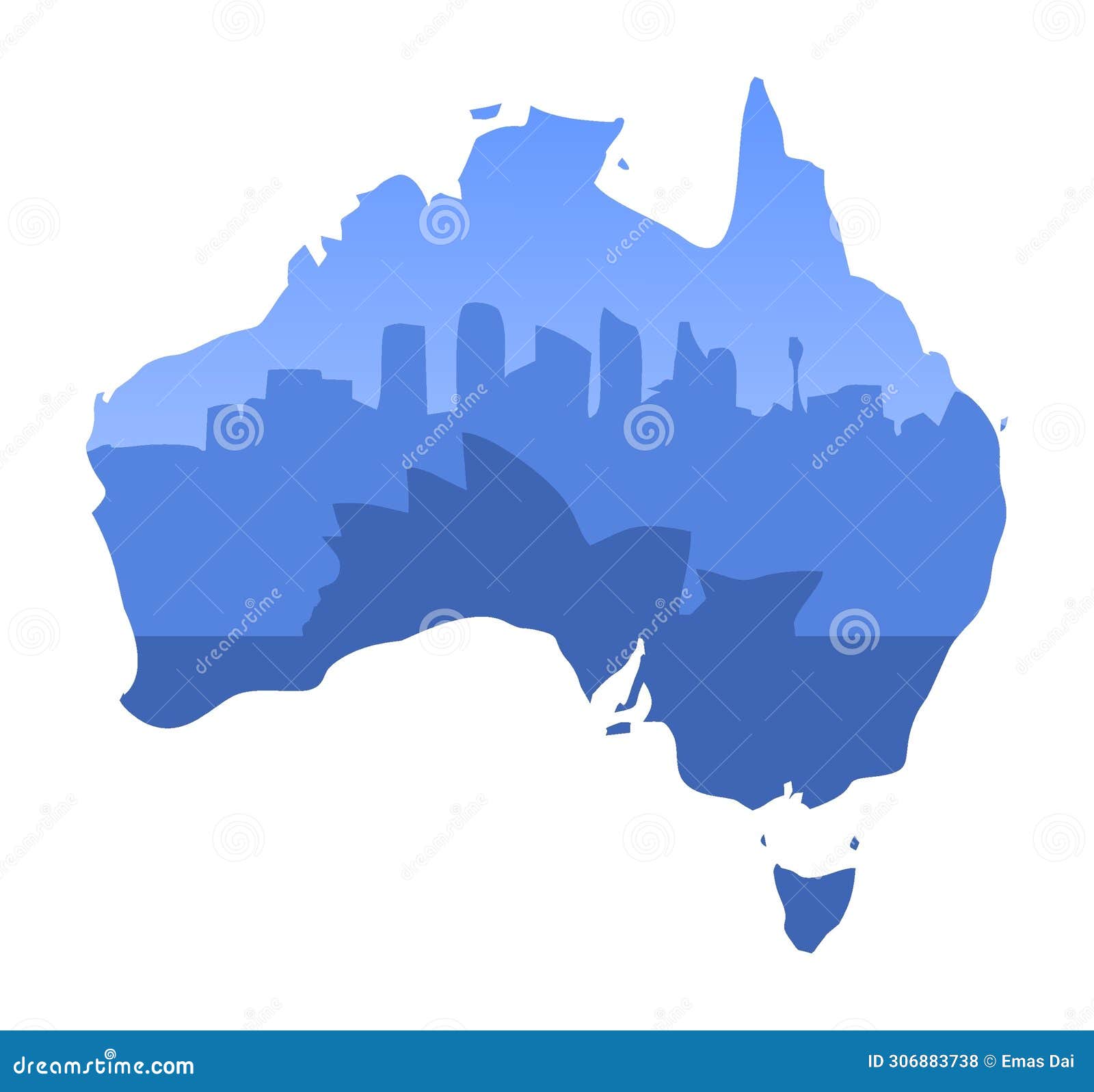 Map of australia in blue stock illustration. Illustration of kangaroo ...