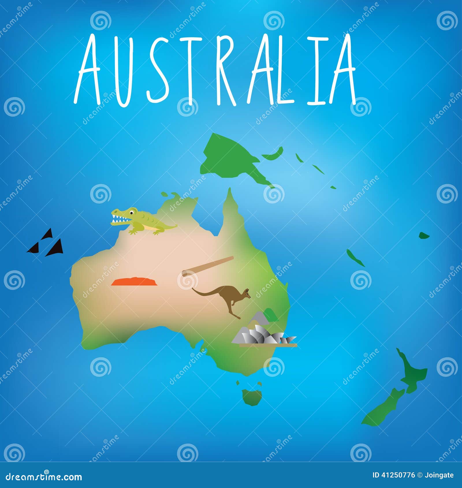 Map of Australia with Cute Child Friendly Icons Stock Vector ...