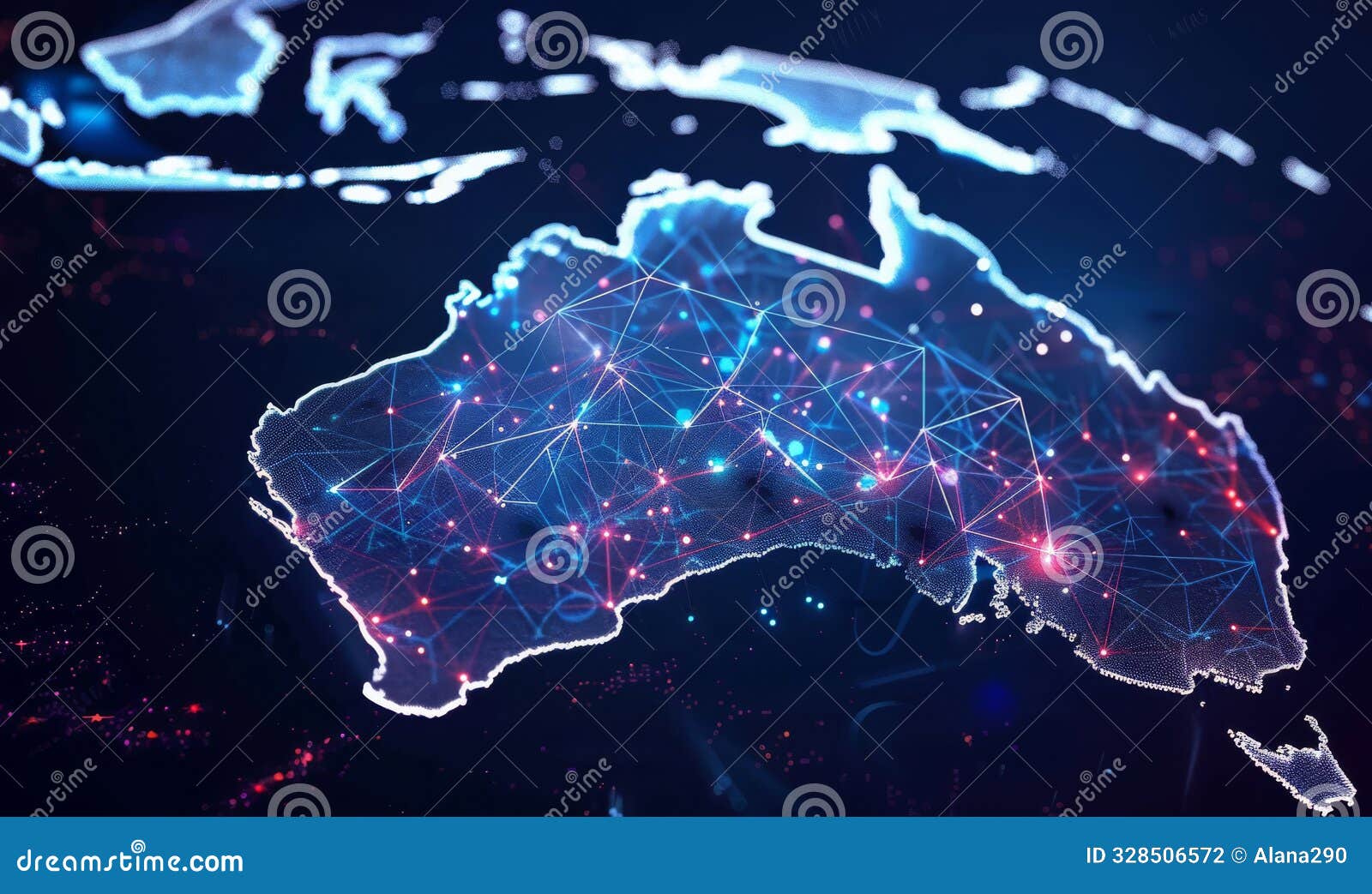 Map of Australia with Global Connection Lines and Glowing Lights ...