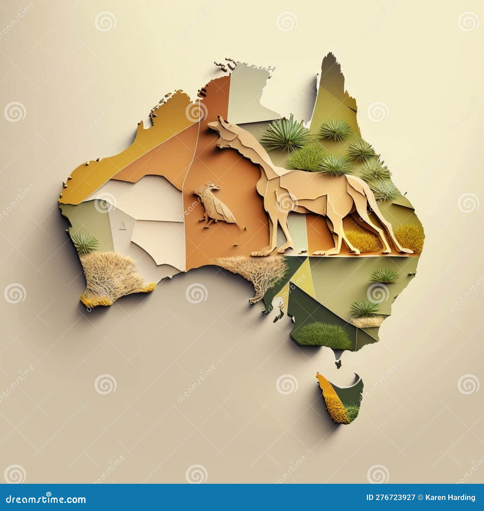 Map of Australia with Native Animals and Plants Stock Illustration ...