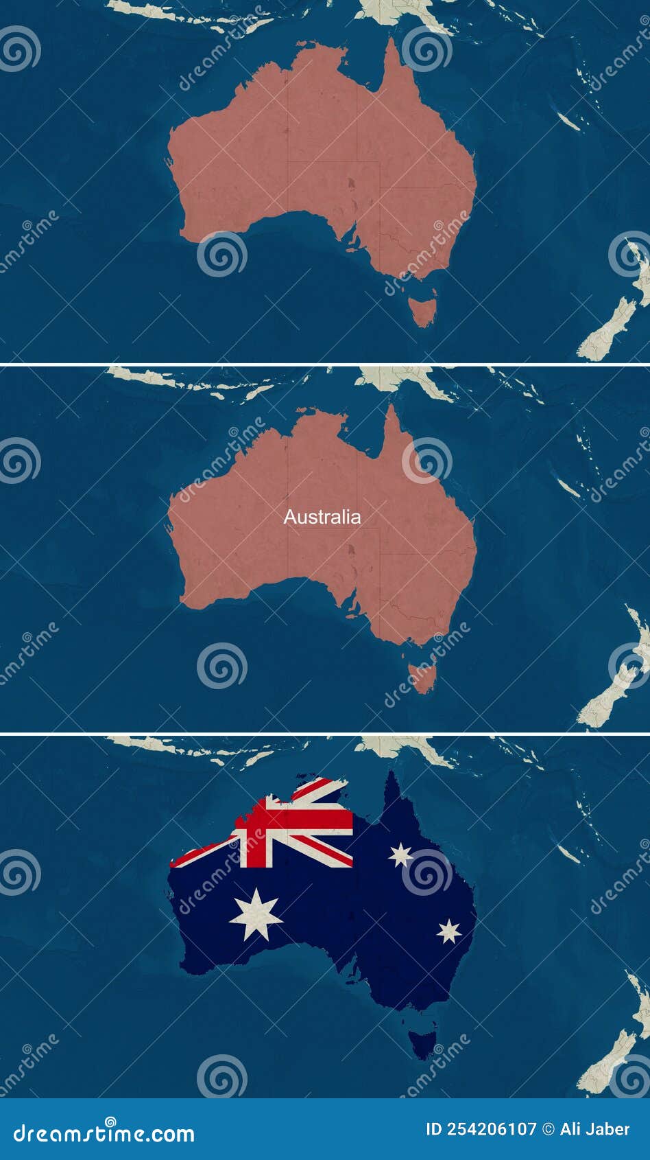 The Map of Australia with Text, Textless, and with Flag Stock ...
