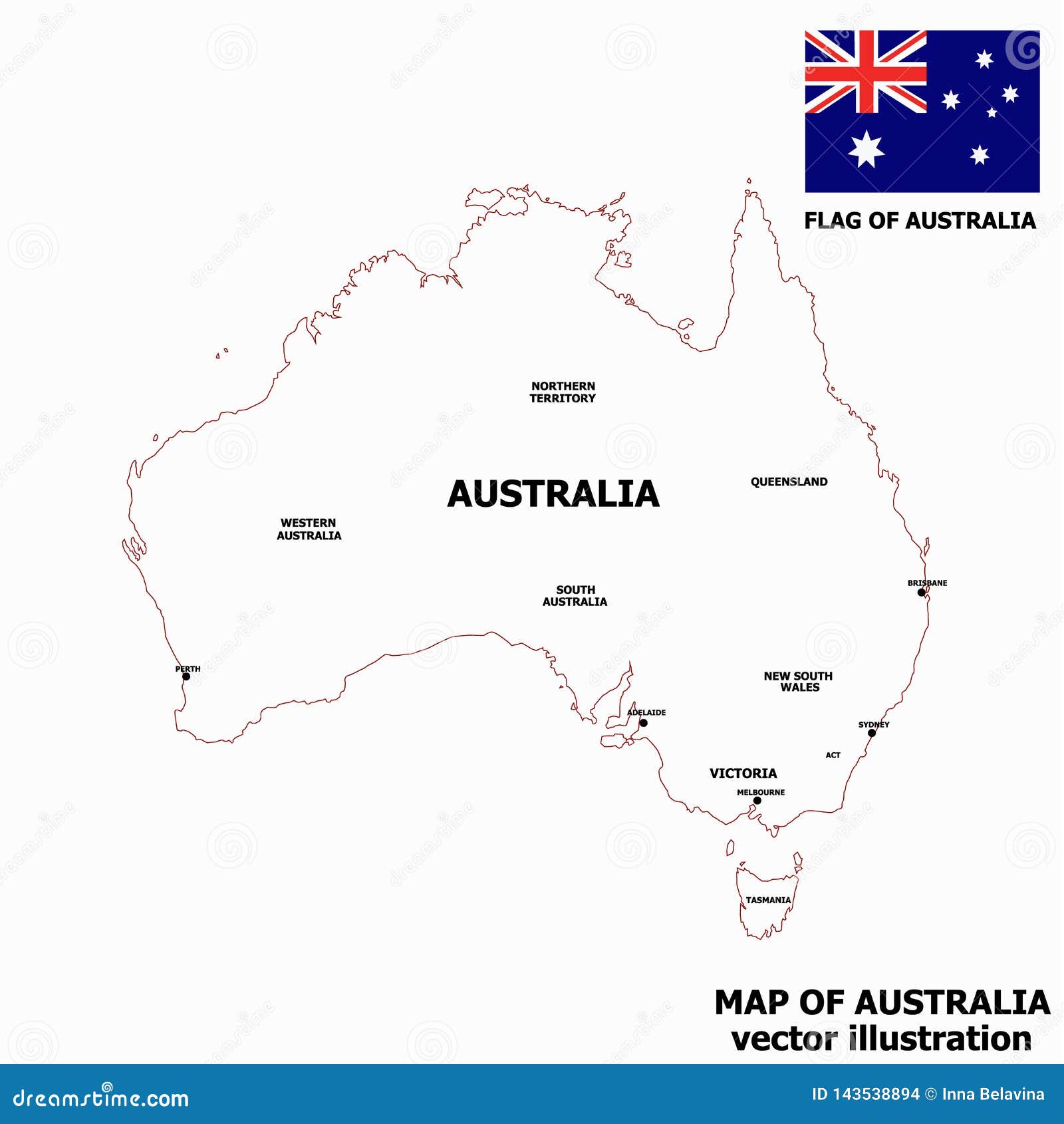 Map of Australia. Vector stock vector. Illustration of material - 143538894