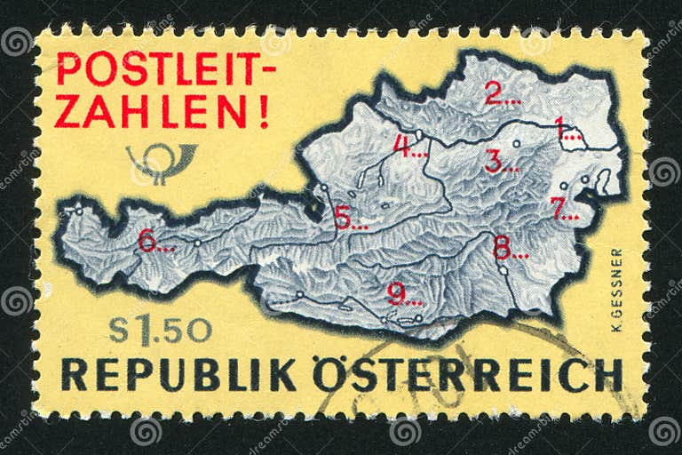 Map of Austria with Postal Zone Numbers Editorial Stock Image - Image ...