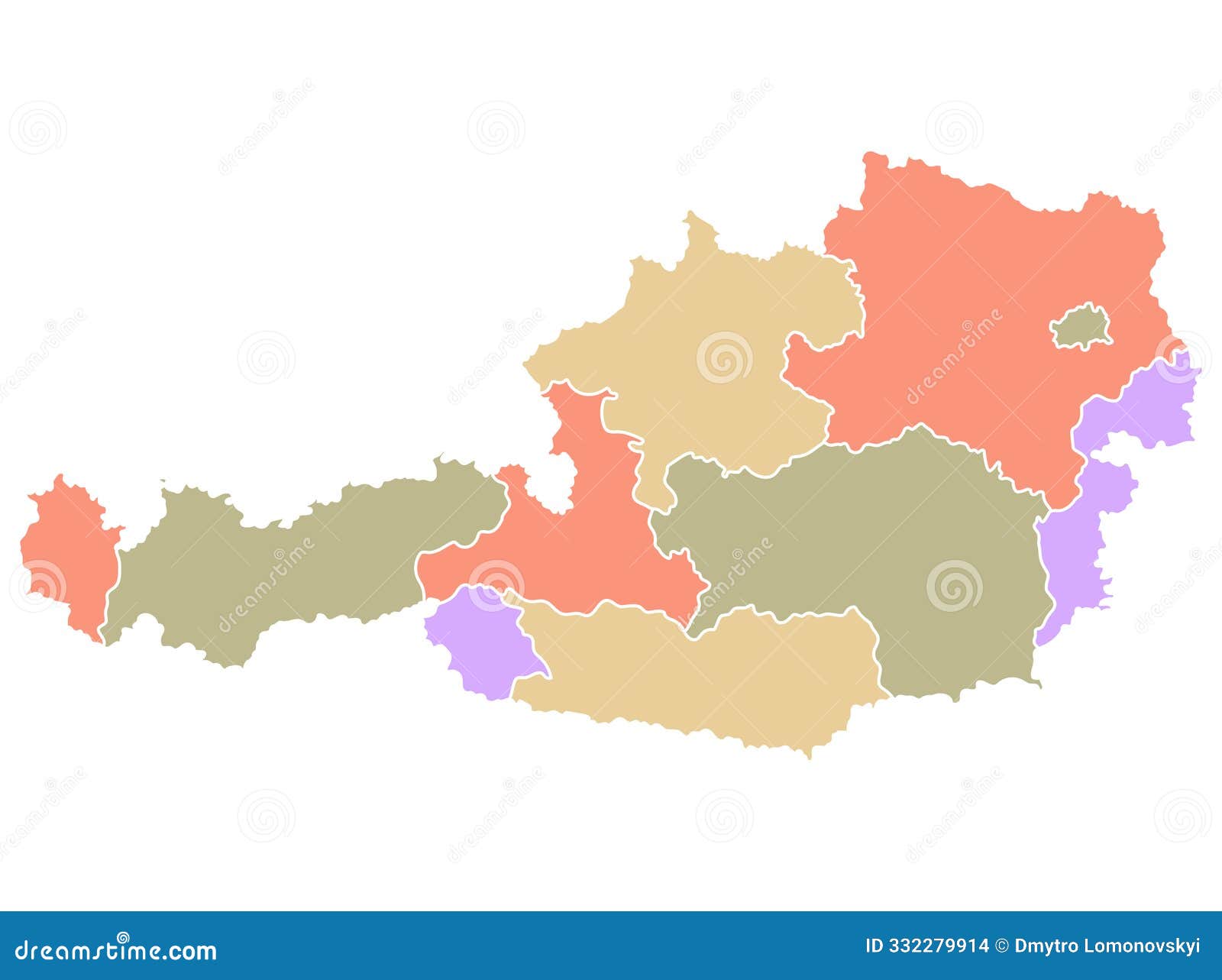 Map of Austria by Region in Different Colors Stock Illustration ...