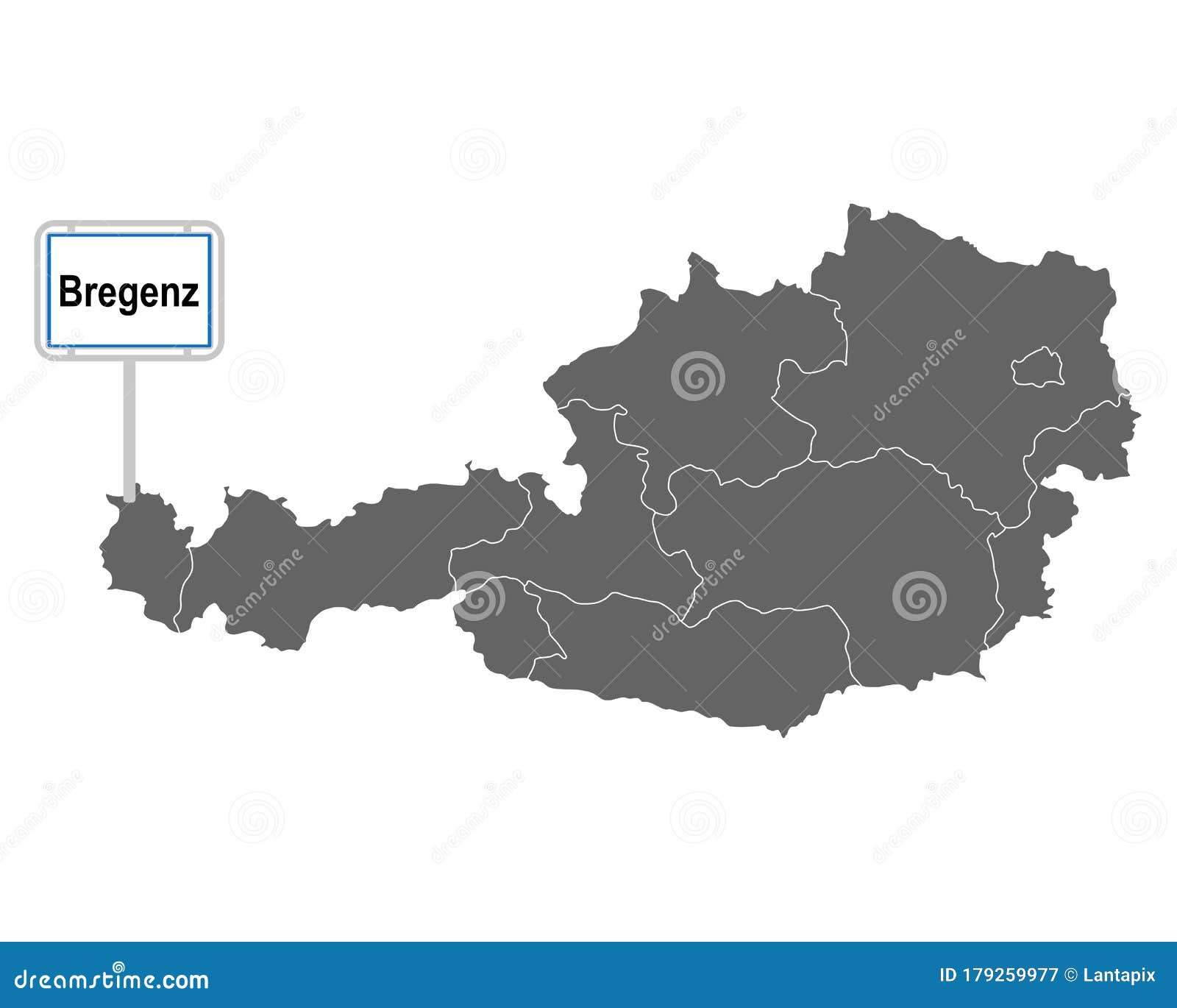 Map of Austria with Road Sign of Bregenz Stock Vector - Illustration of ...