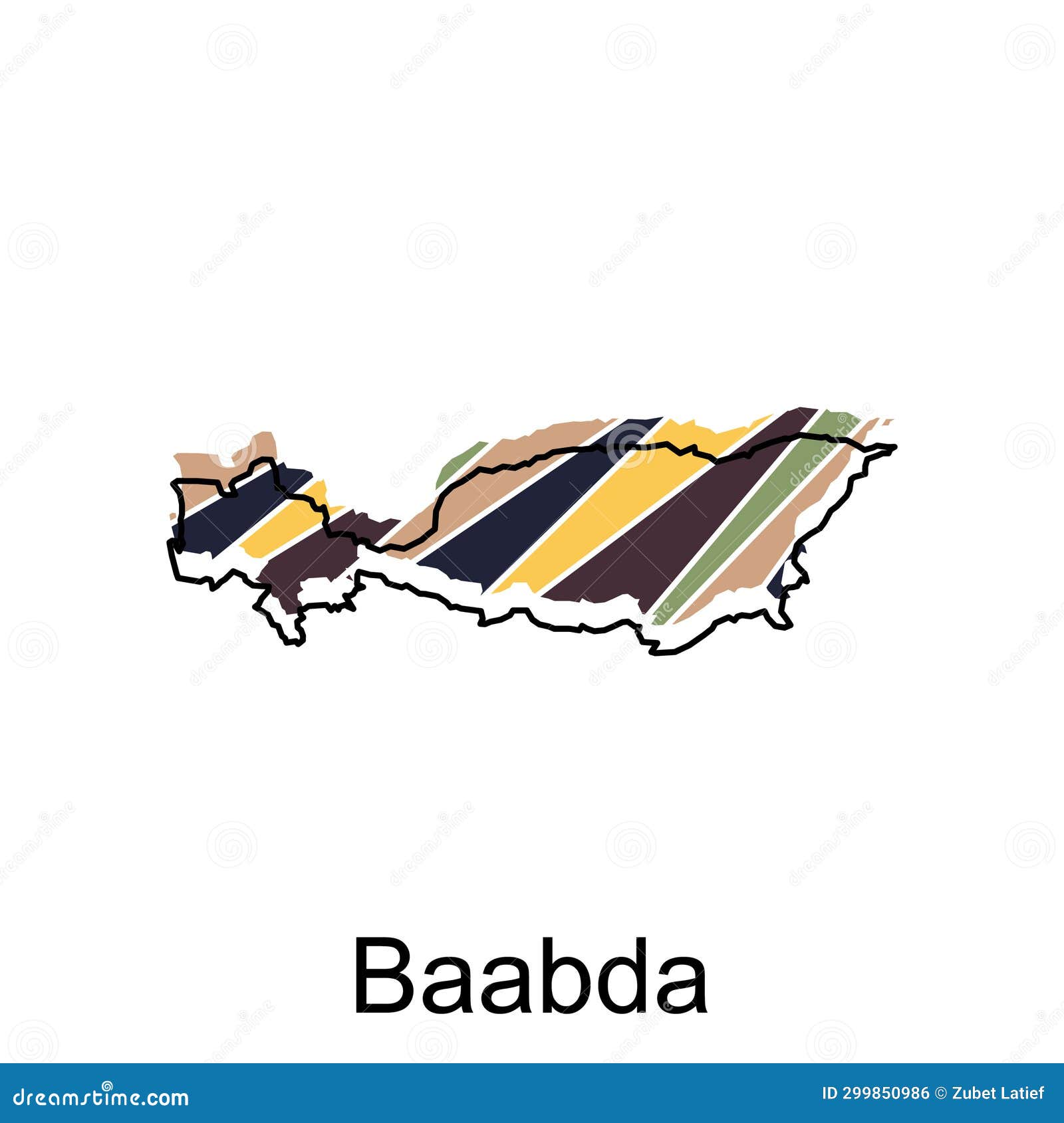 Map of Baabda Illustration Design Template, Black Lettering Design on ...