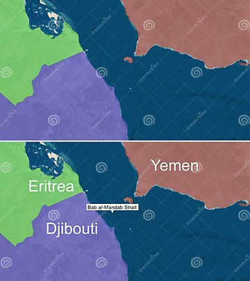 The Map of Bab Al-Mandab Strait with Text, Textless Stock Illustration ...