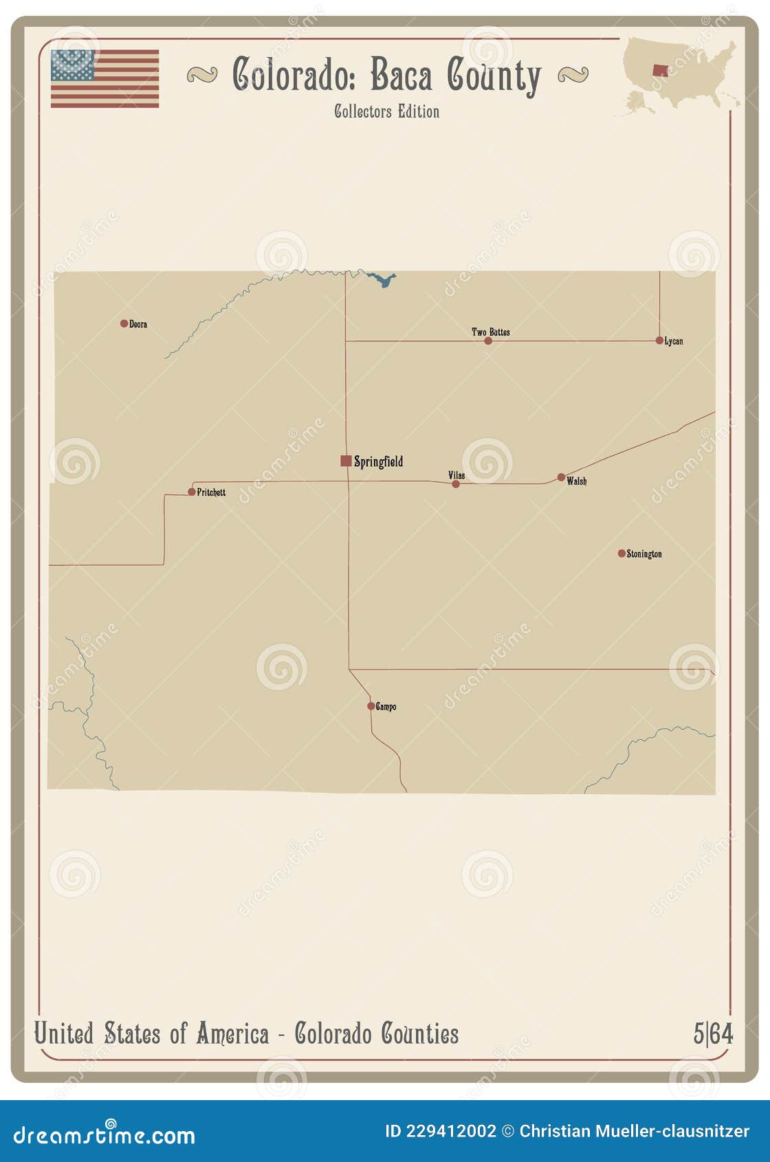 Map of Baca County in Colorado Stock Vector - Illustration of baca ...