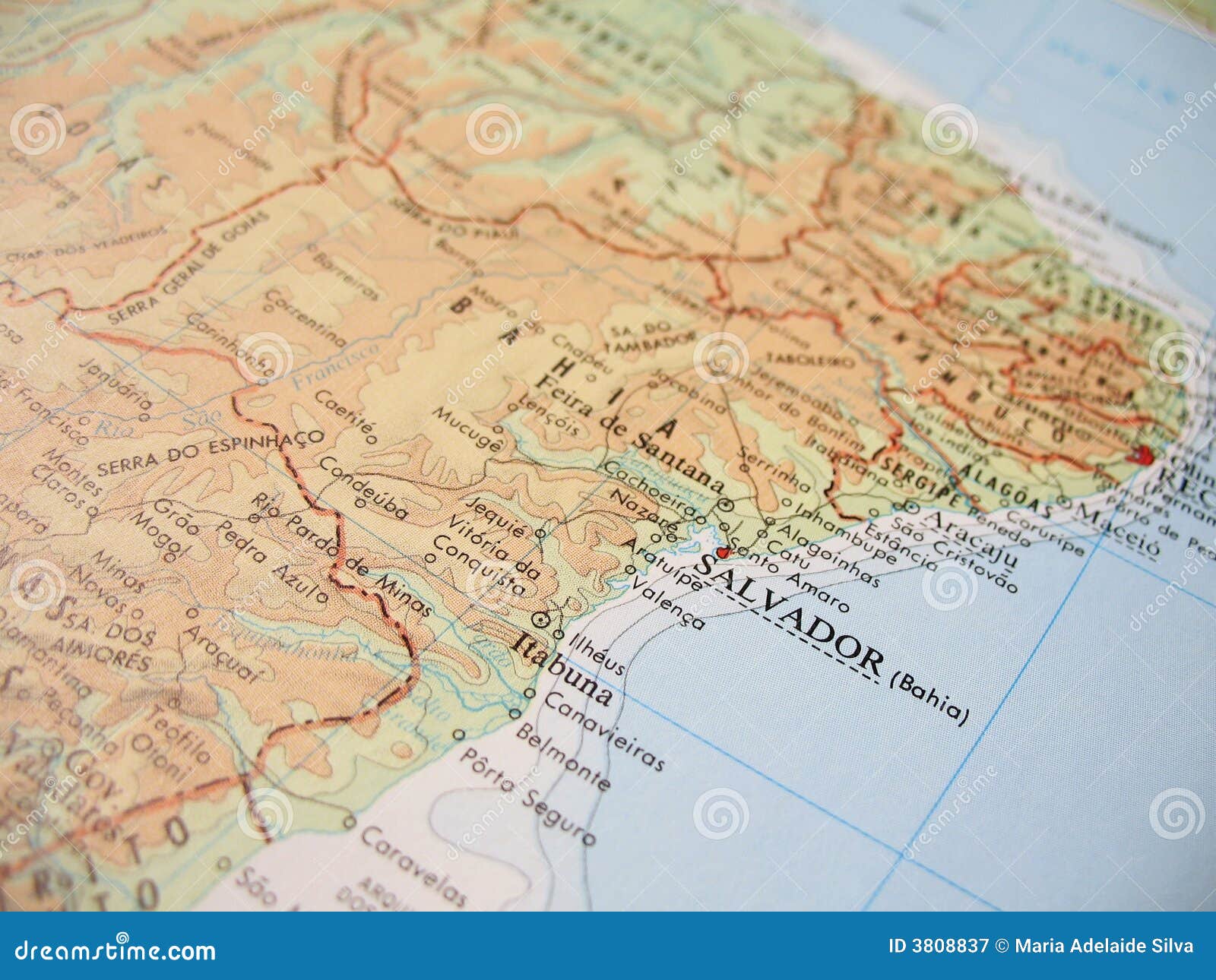 Map of Bahia, Brazil - 1 stock image. Image of brazil - 3808837