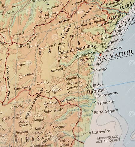 Map of Bahia, Brazil - 3 stock photo. Image of cartographic - 3808862