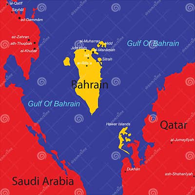 Map of Bahrain stock vector. Illustration of gulf, continent - 19467635