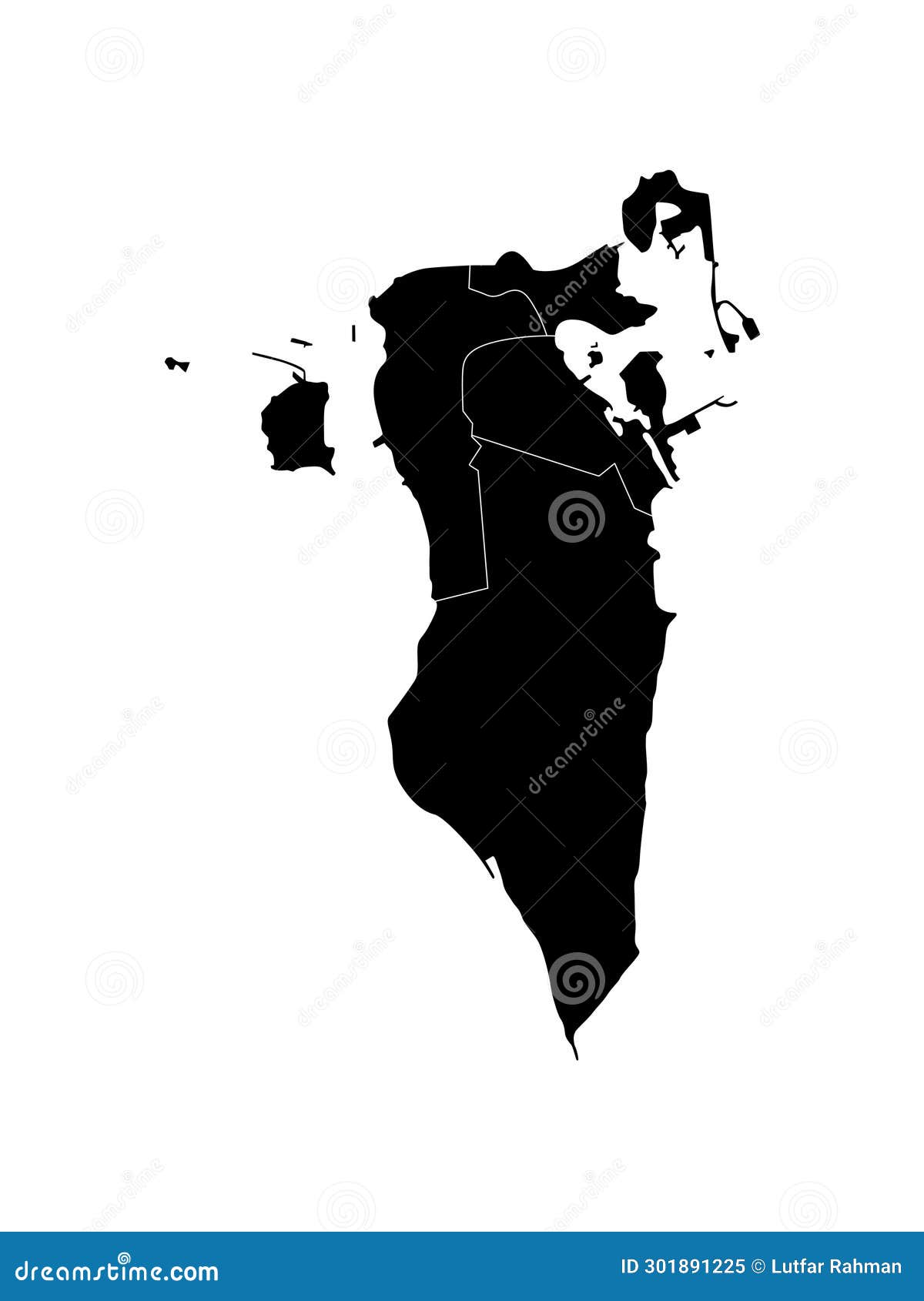 Bahrain Map - High Detailed Black Map With Counties/regions/states Of ...