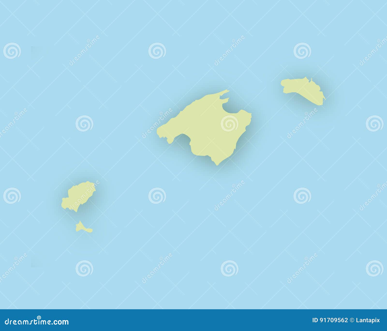 Map of Balearic Islands with Shadow Stock Vector - Illustration of ...