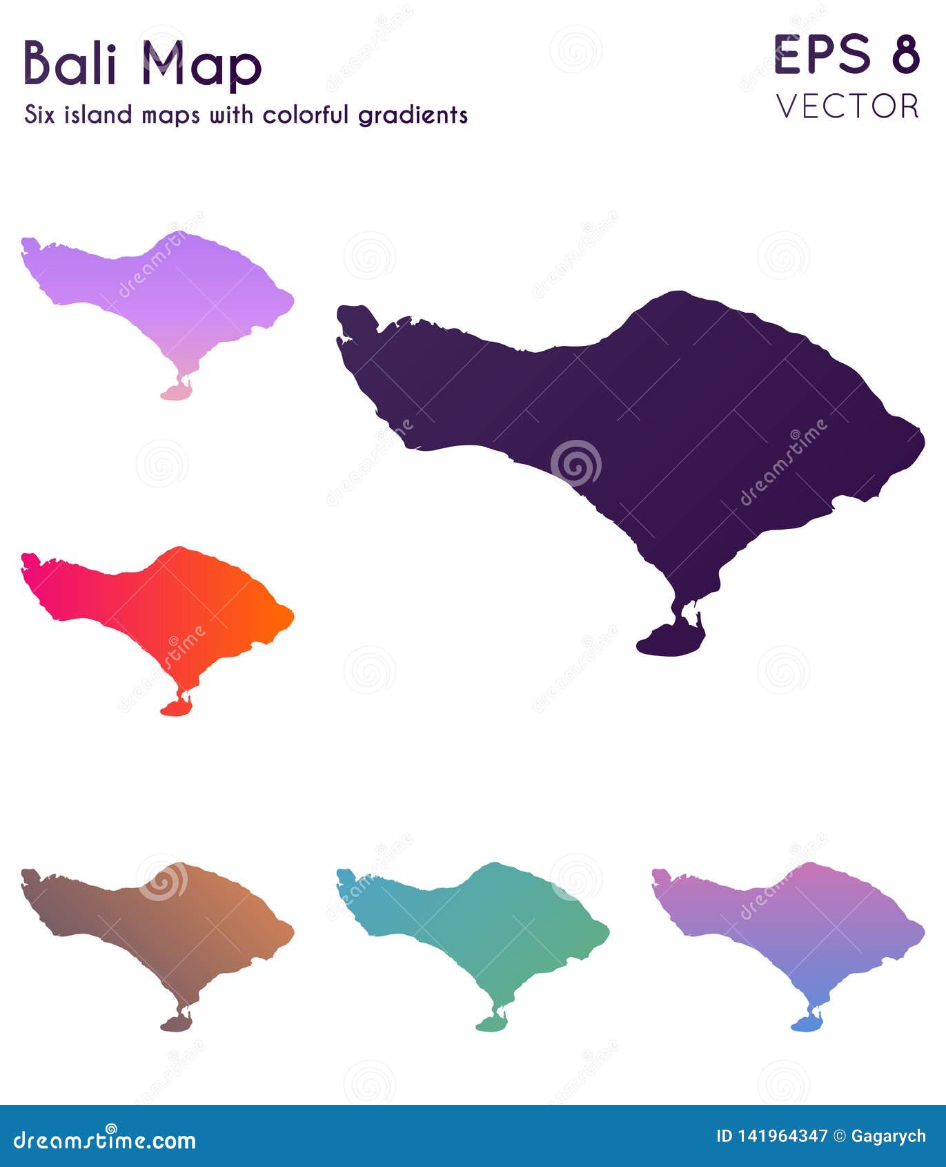 Map Of Bali With Beautiful Gradients. Cartoon Vector | CartoonDealer ...