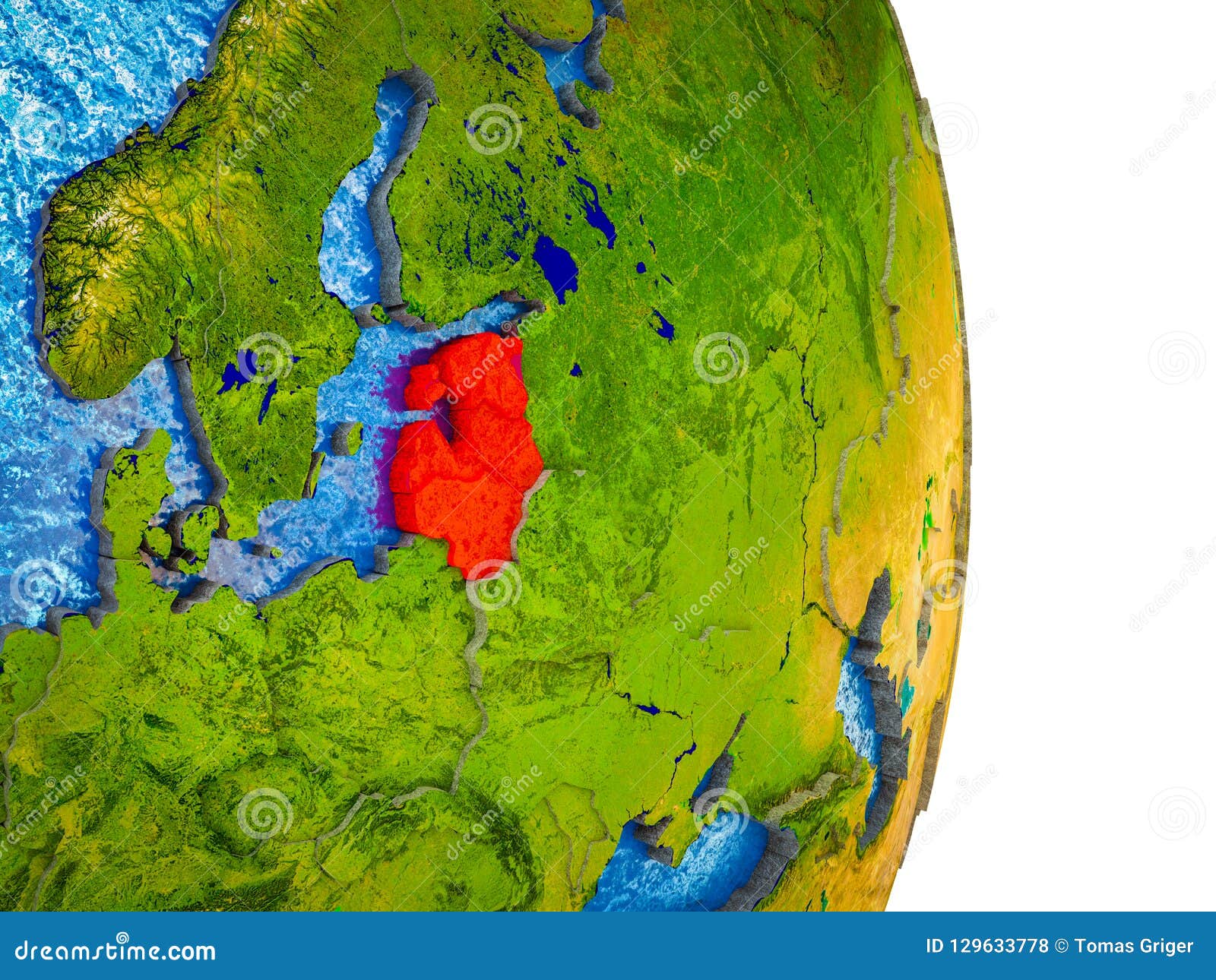 Map of Baltic States on 3D Earth Stock Illustration - Illustration of ...