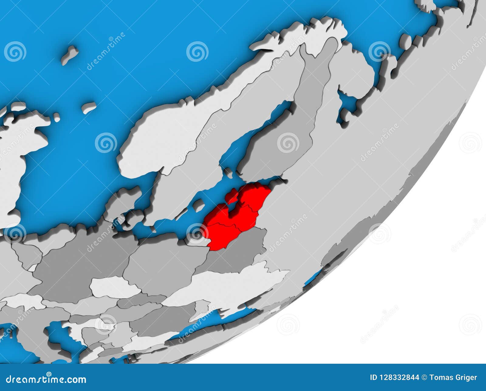 Map of Baltic States on 3D Globe Stock Illustration - Illustration of ...