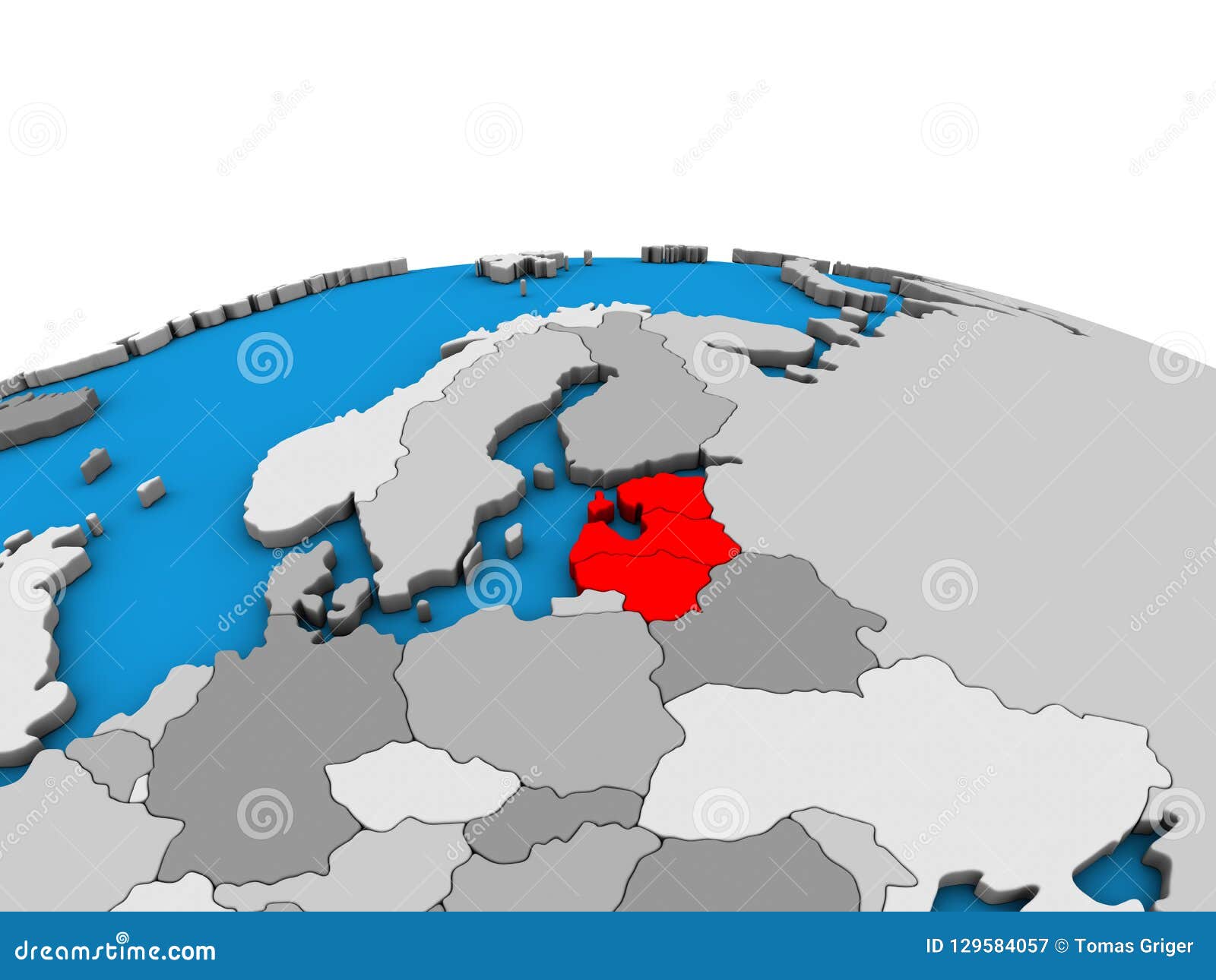 Map of Baltic States on 3D Globe Stock Illustration - Illustration of ...