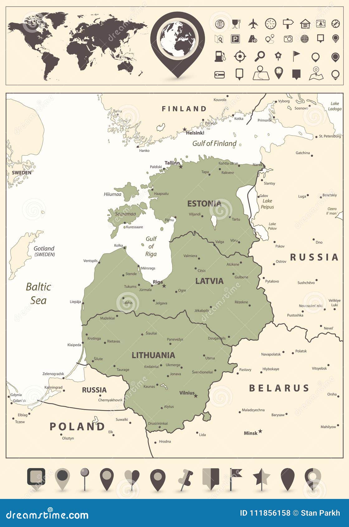 Baltic States Political Map Cartoon Vector | CartoonDealer.com #50171567