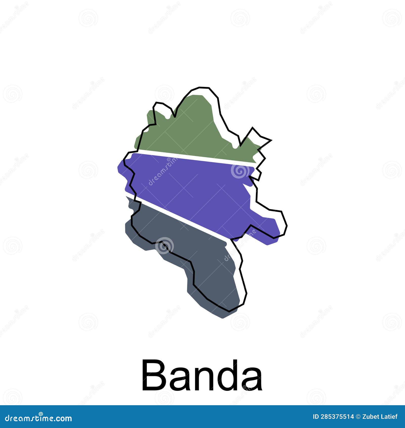 Banda District Uttar Pradesh State, Republic Of India Map Vector ...