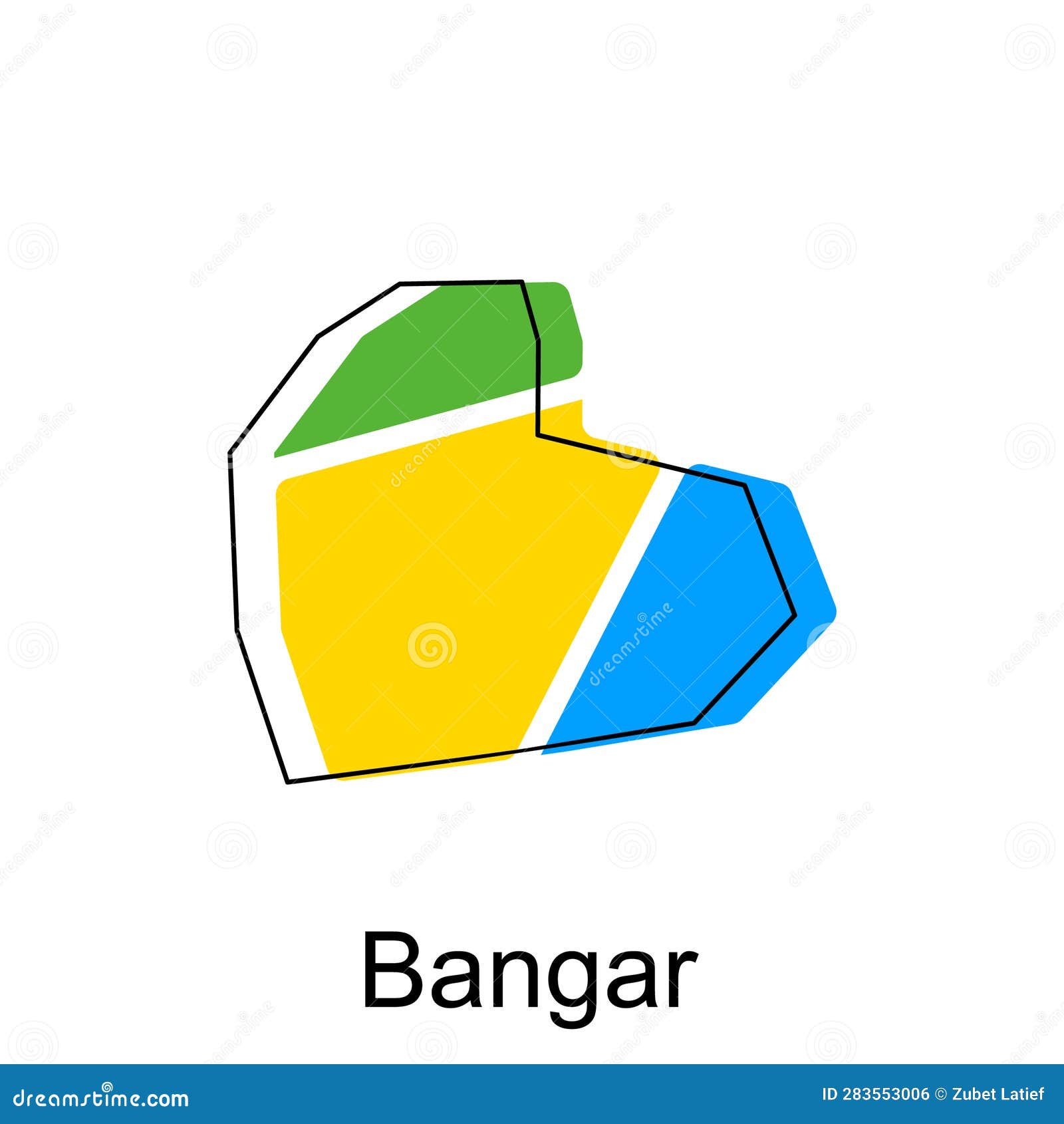 Map of Bangar Colorful Geometric Design with Outline Illustration ...