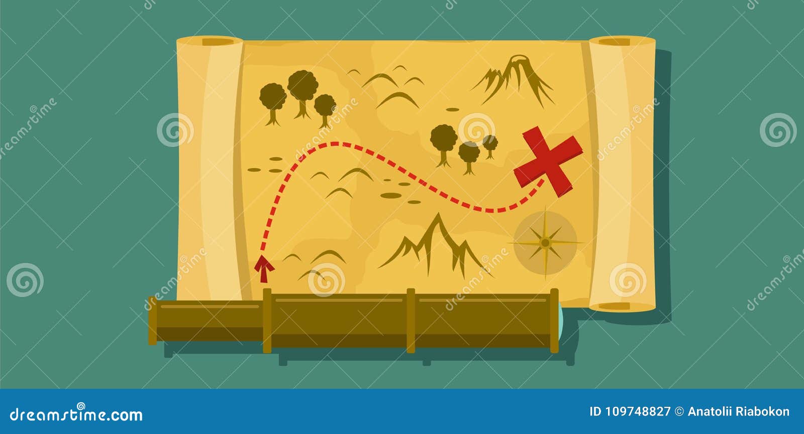 Map banner, flat style stock vector. Illustration of route - 109748827