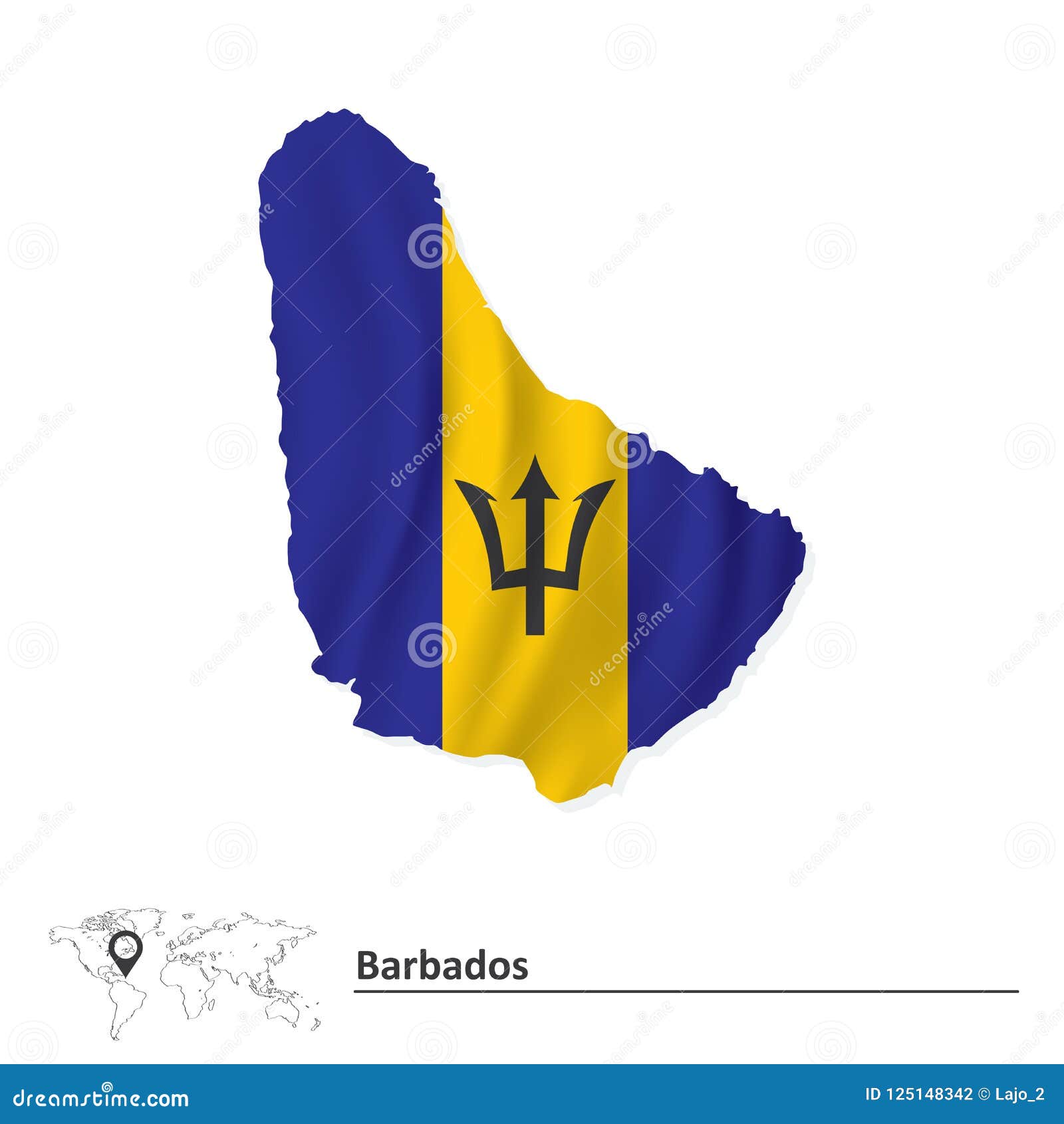 Map of Barbados with flag stock vector. Illustration of north - 125148342