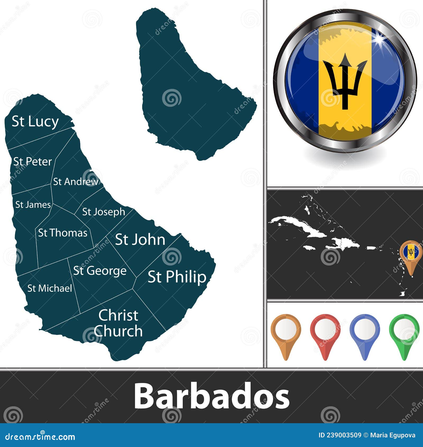 Map of Barbados stock vector. Illustration of regions - 239003509